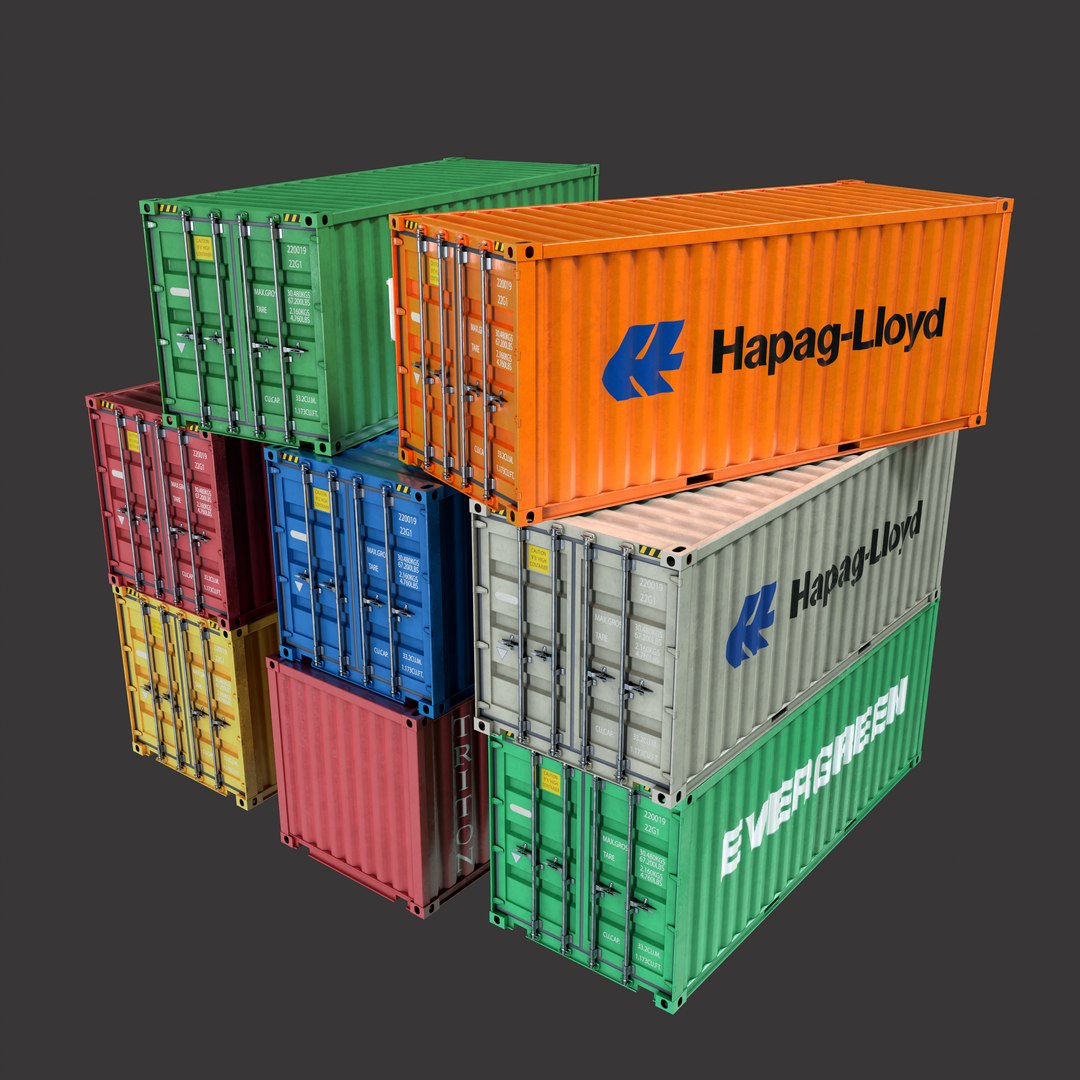 3D 20Ft Containers Low-poly Model - TurboSquid 2025332
