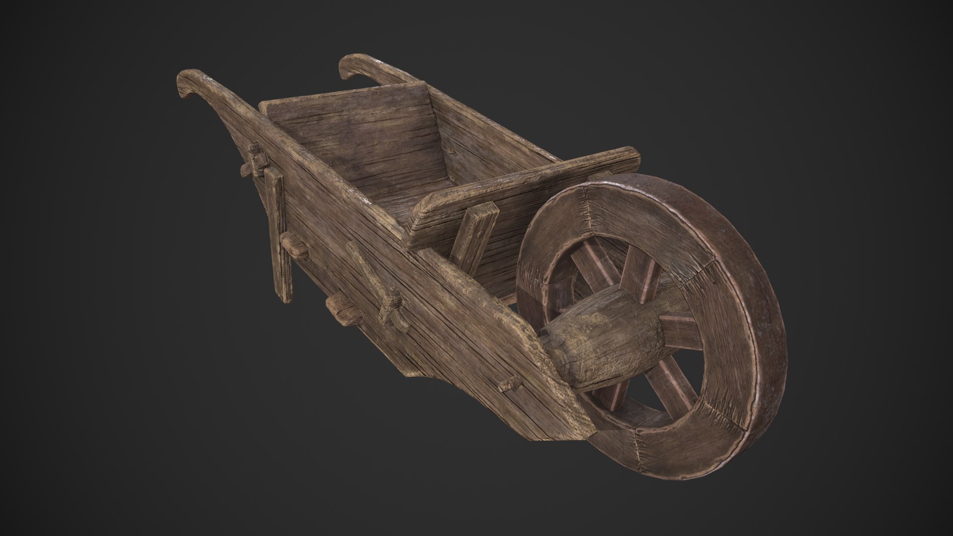 3D Wooden Wheelbarrow Model - TurboSquid 1949043