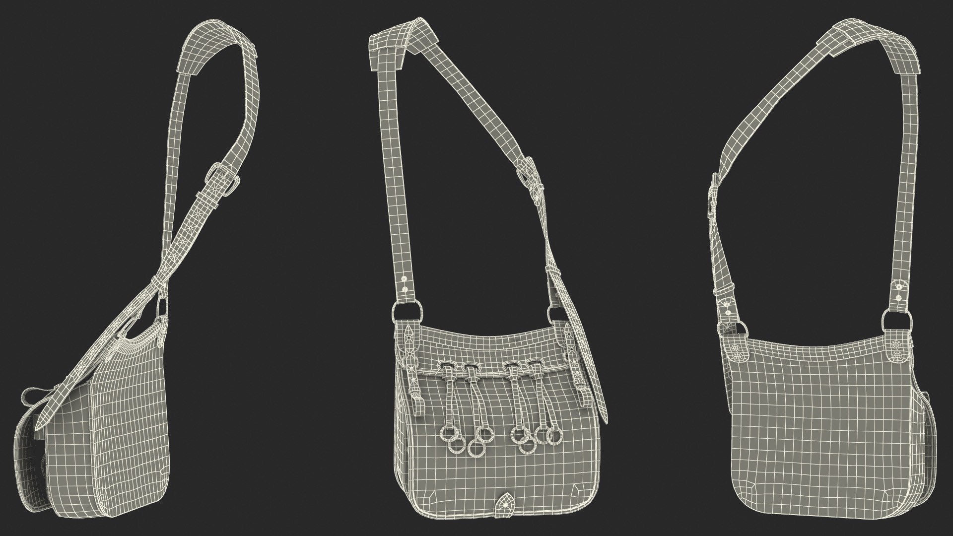 Green Vintage Leather Hunting Crossbody Bag 3D Model - TurboSquid 1958183