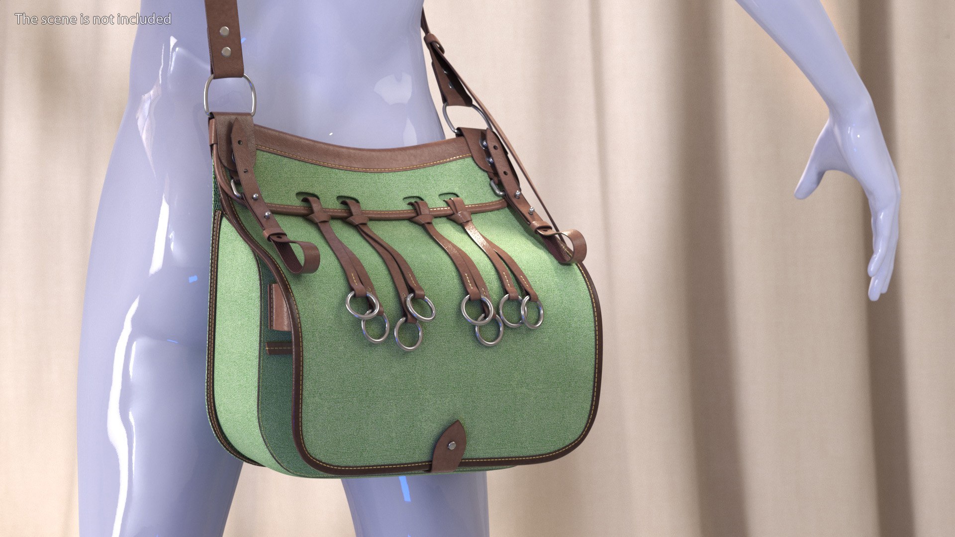 Green Vintage Leather Hunting Crossbody Bag 3D Model - TurboSquid 1958183