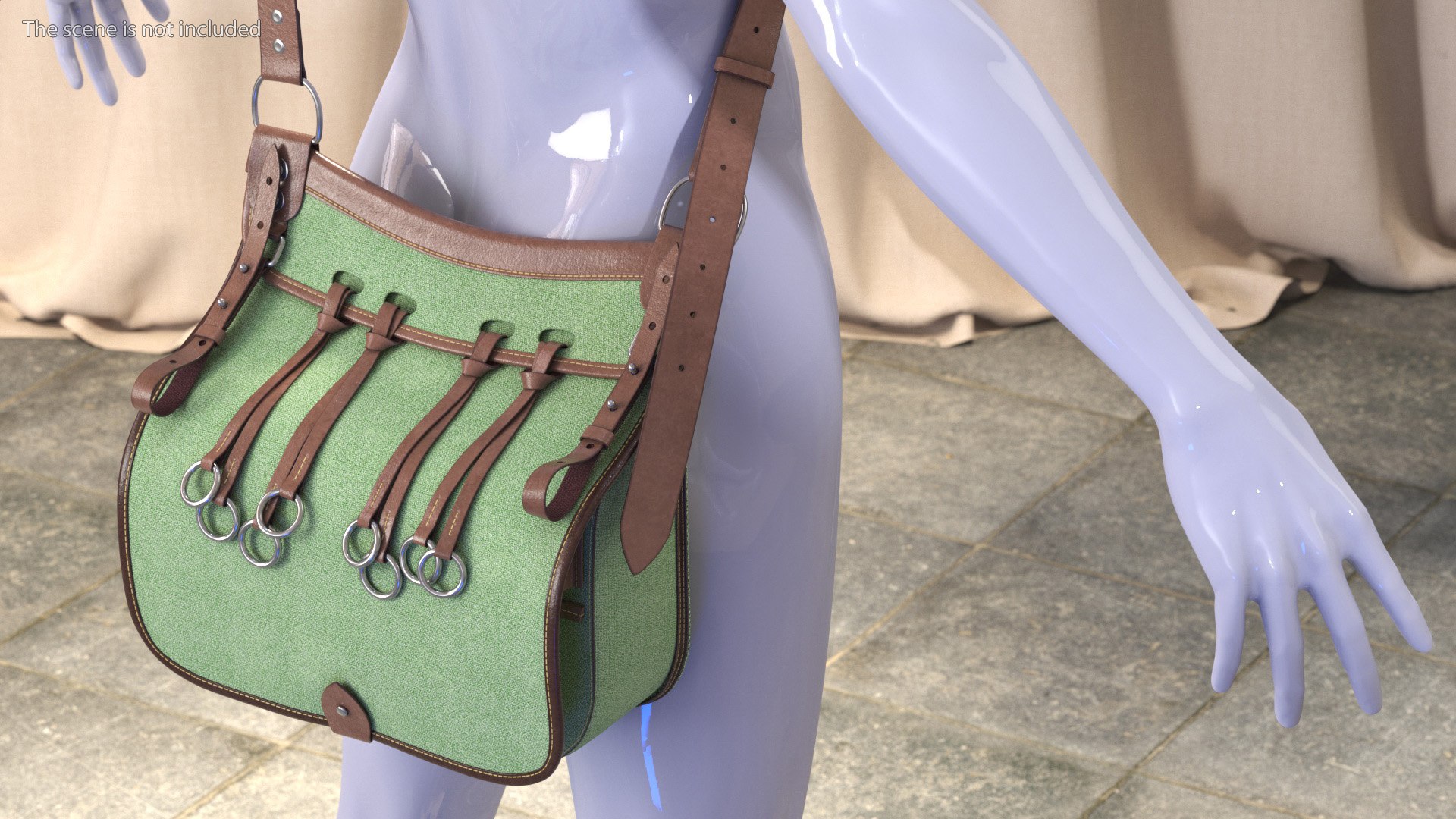 Green Vintage Leather Hunting Crossbody Bag 3D Model - TurboSquid 1958183