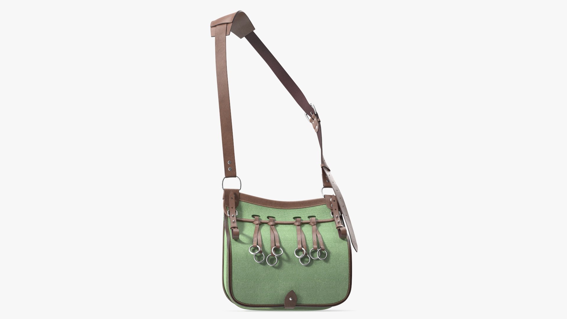 Green Vintage Leather Hunting Crossbody Bag 3D Model - TurboSquid 1958183
