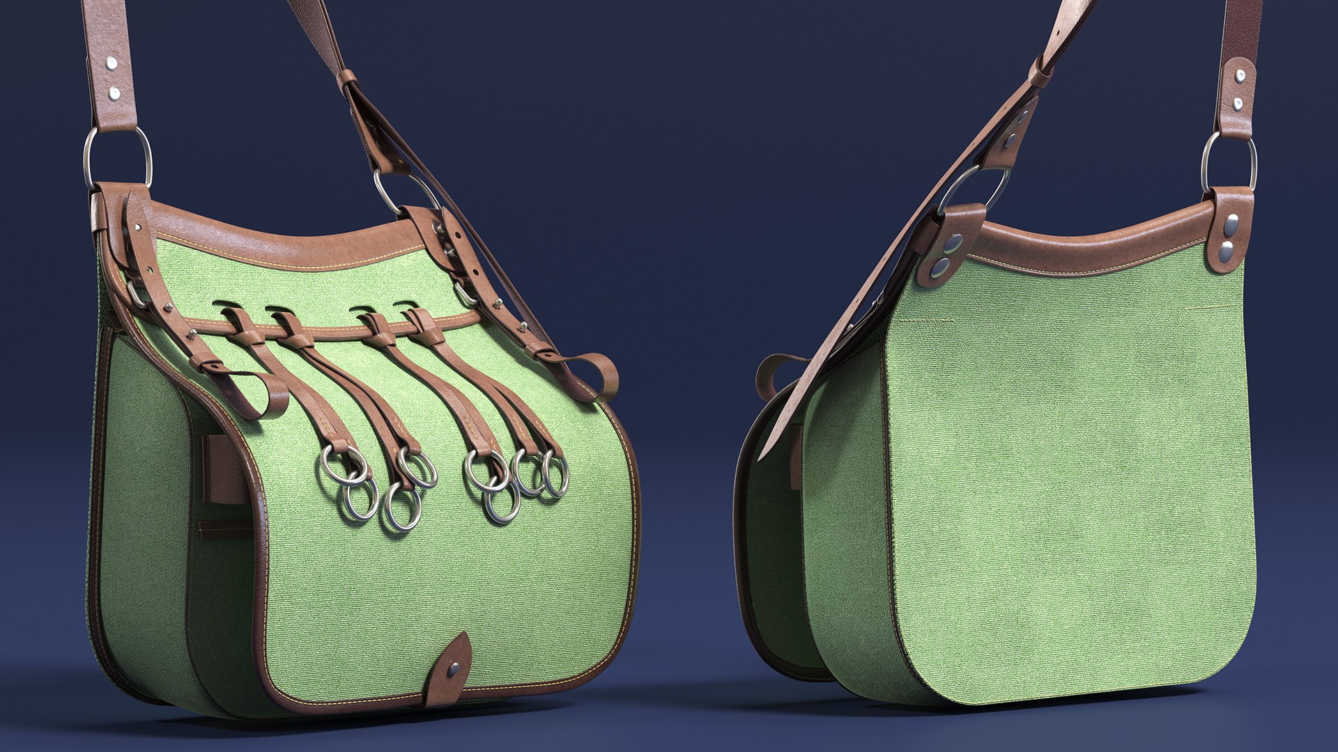 Green Vintage Leather Hunting Crossbody Bag 3D Model - TurboSquid 1958183