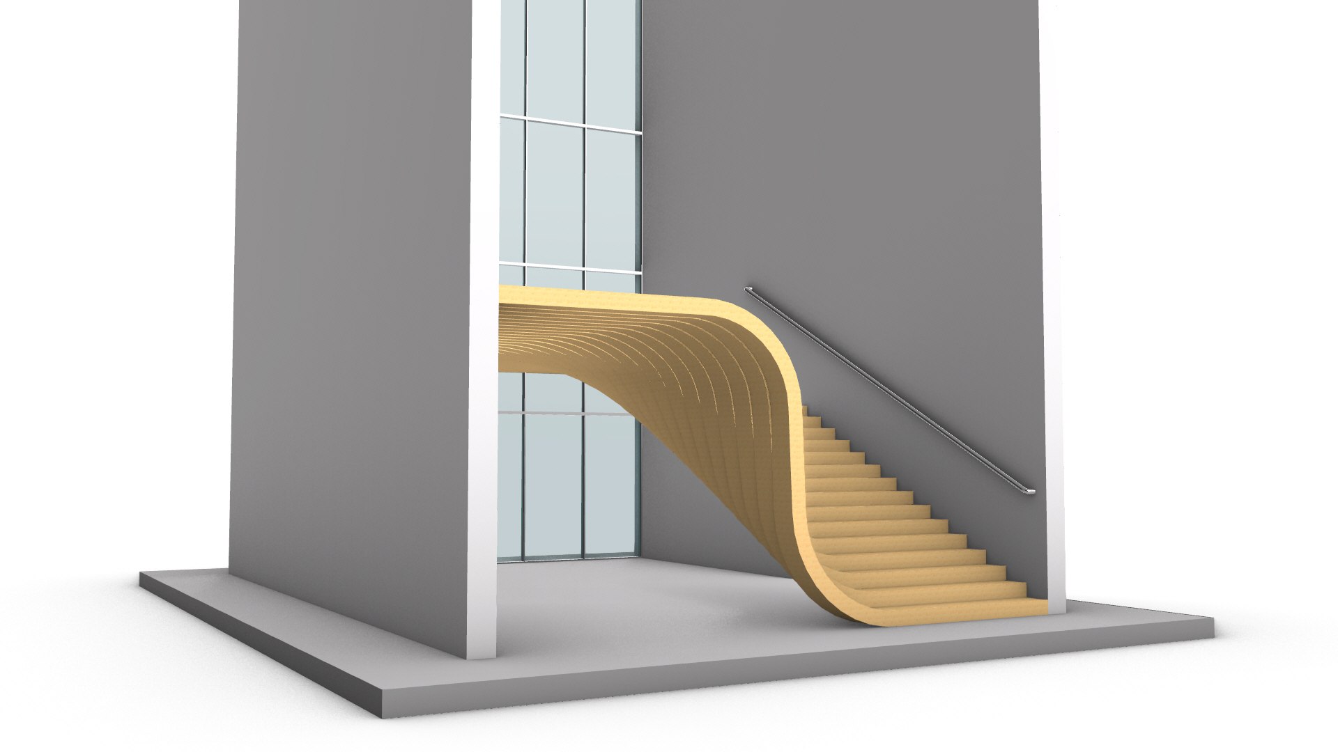 3D Smooth Wavy Floating Stairs Model - TurboSquid 2177240