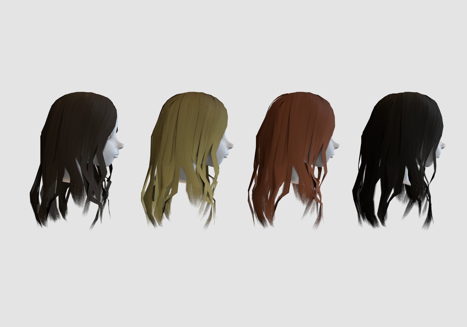 3D Hairstyle In 4 Colors Model - TurboSquid 1899633