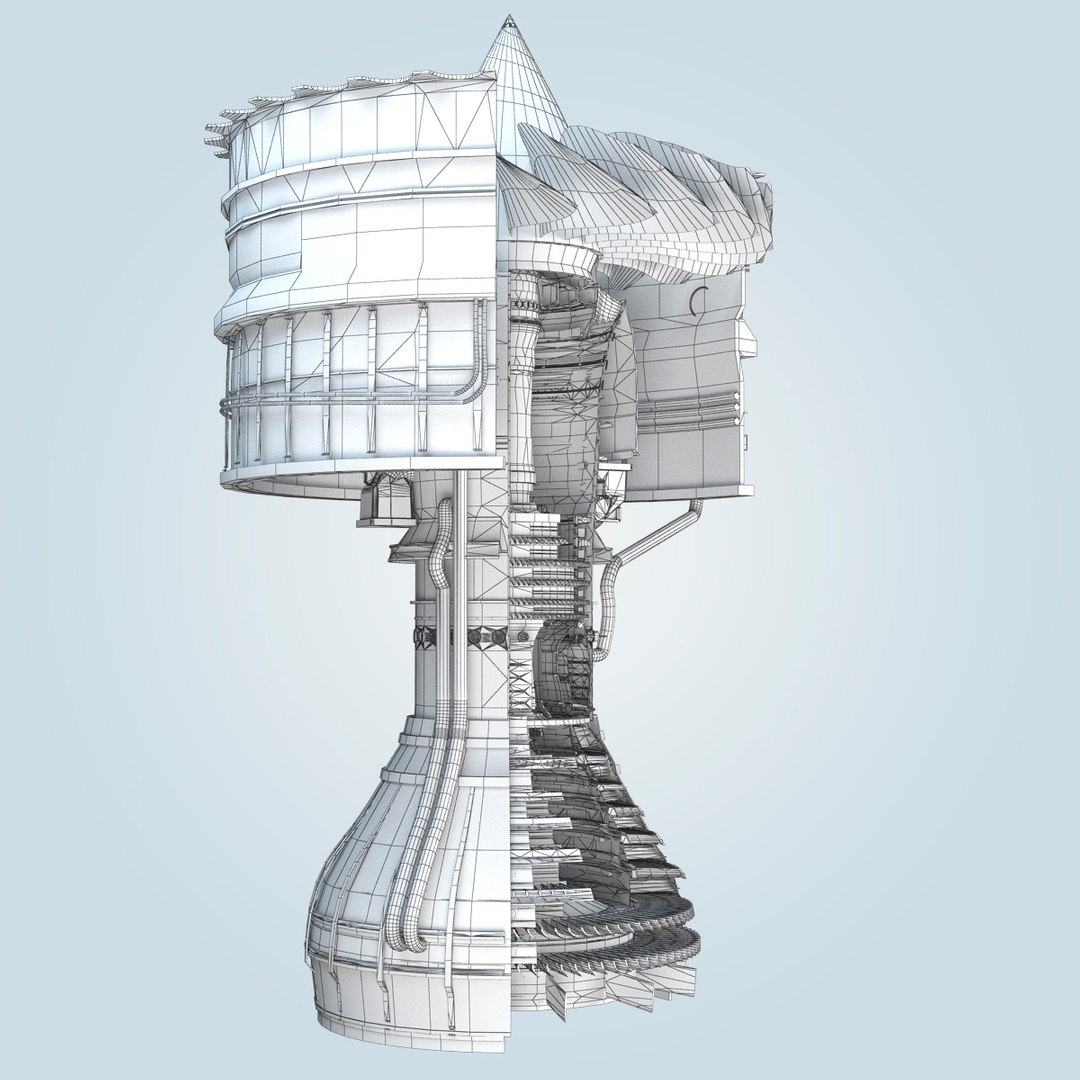 Jet Engine Cutaway 3d Model