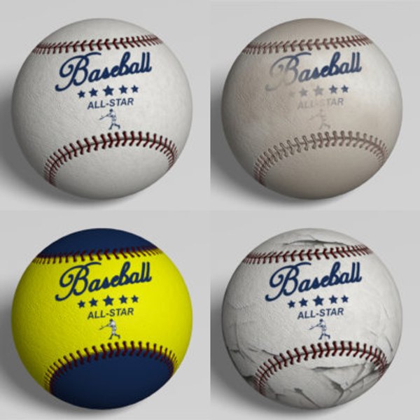 3ds 4 baseballs ball polygons