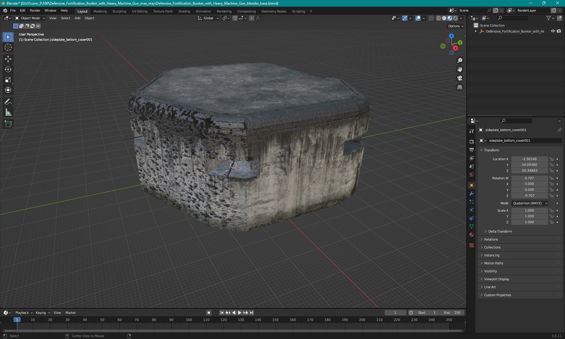 Defensive Fortification Bunker With Heavy Machine Gun 3D Model ...