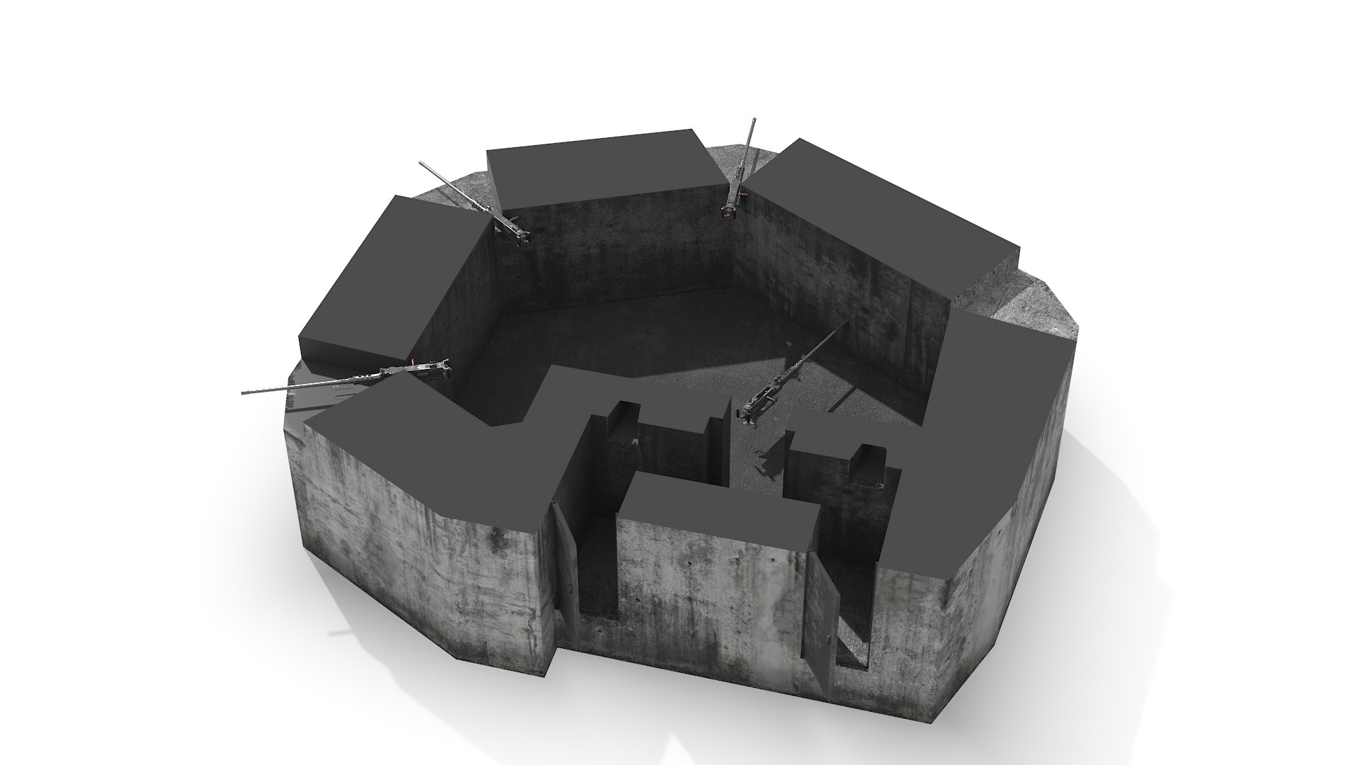 Defensive Fortification Bunker With Heavy Machine Gun 3D Model ...