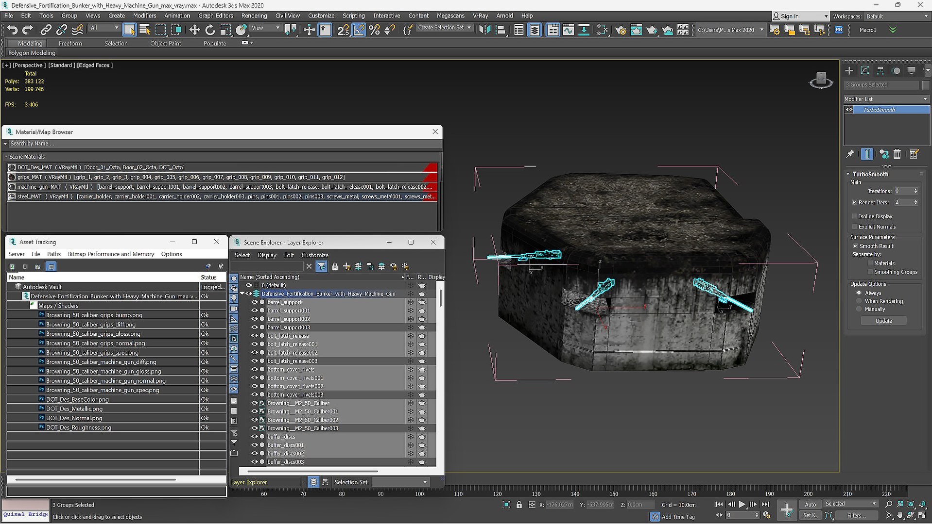 Defensive Fortification Bunker With Heavy Machine Gun 3D Model ...