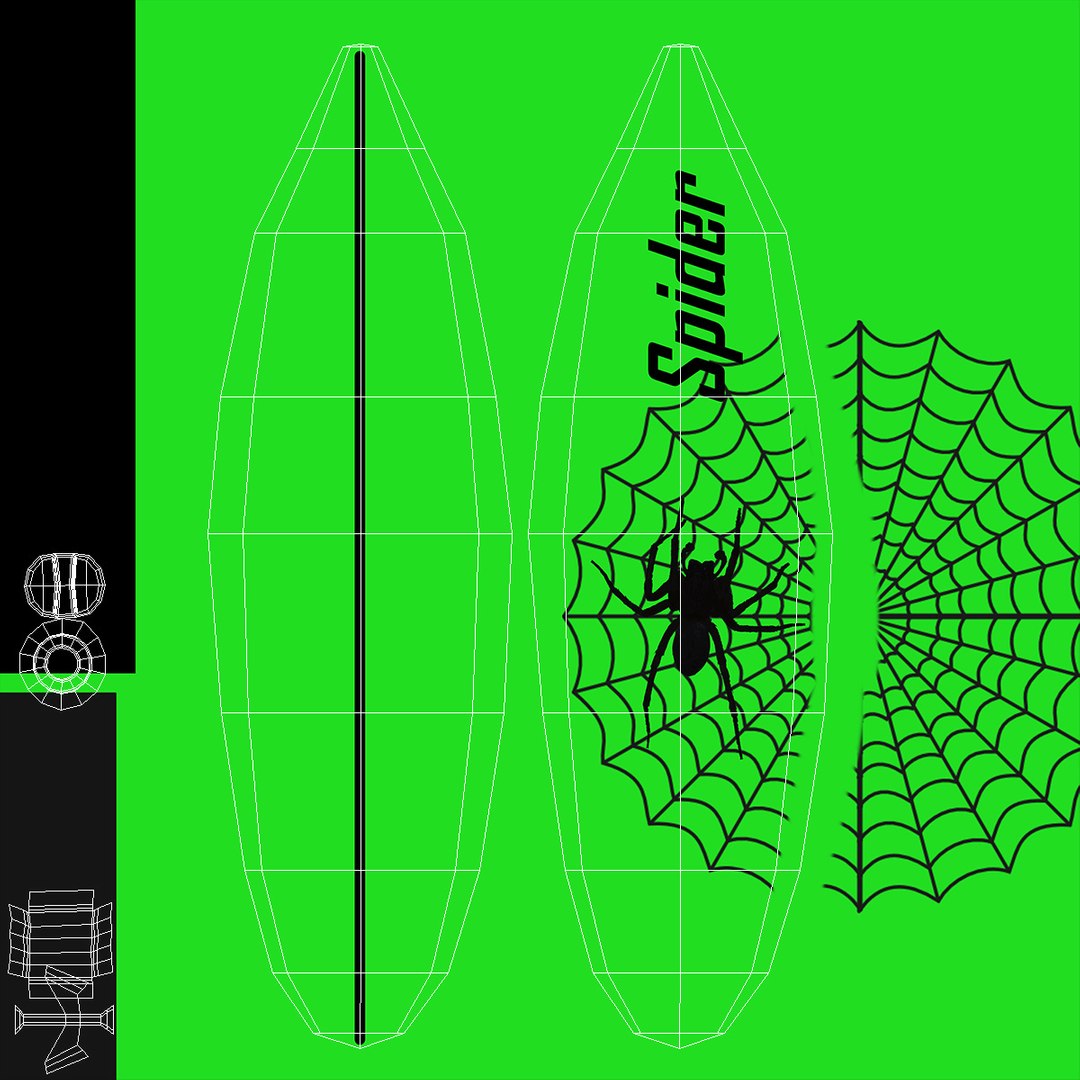 Surfboard With Spider Design 3D Model - TurboSquid 2383069