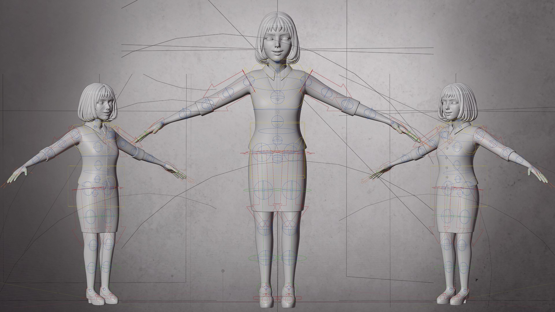 Cartoon Character - Cute Woman With Formal Dressed 3D - TurboSquid 2078399