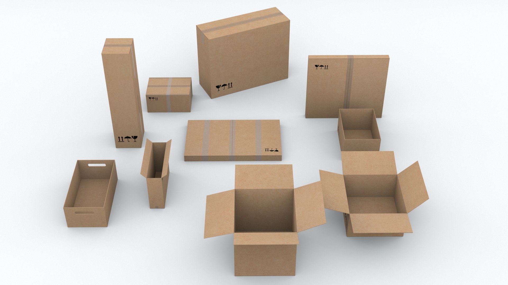 10 Different Boxes 3D Model - TurboSquid 1579580
