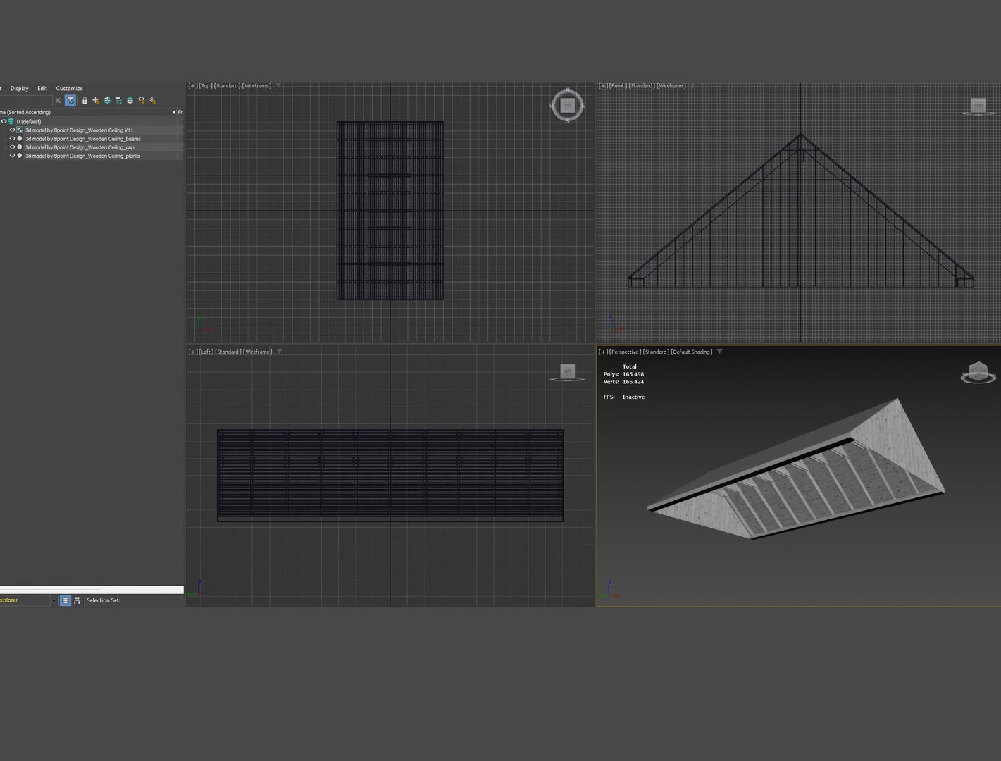 Wooden Ceiling V11 With Beams 3D Model - TurboSquid 2285179