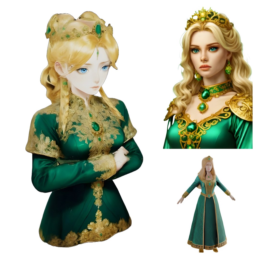Medieval Fantasy Princess Figurine In Emerald 3D Model - TurboSquid 2296212