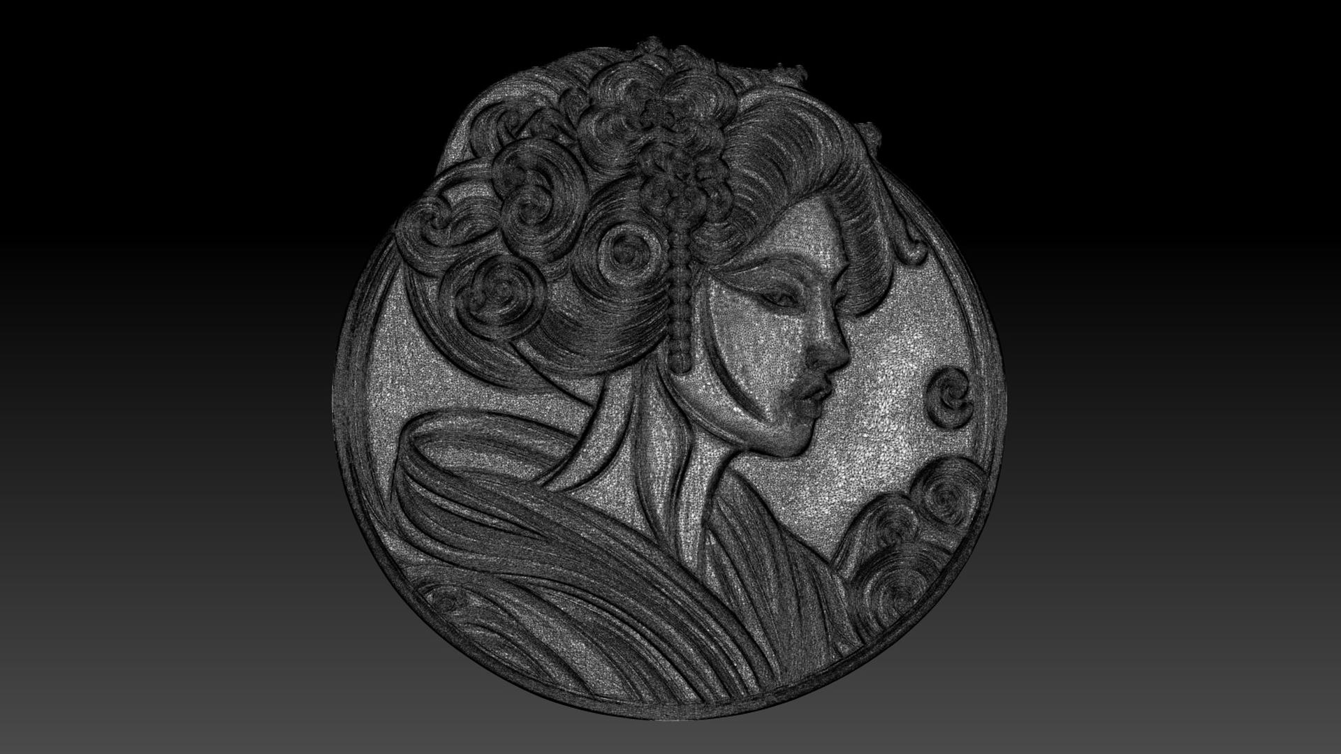 3D Geisha Basrelief 08 240731 - TurboSquid 2380464