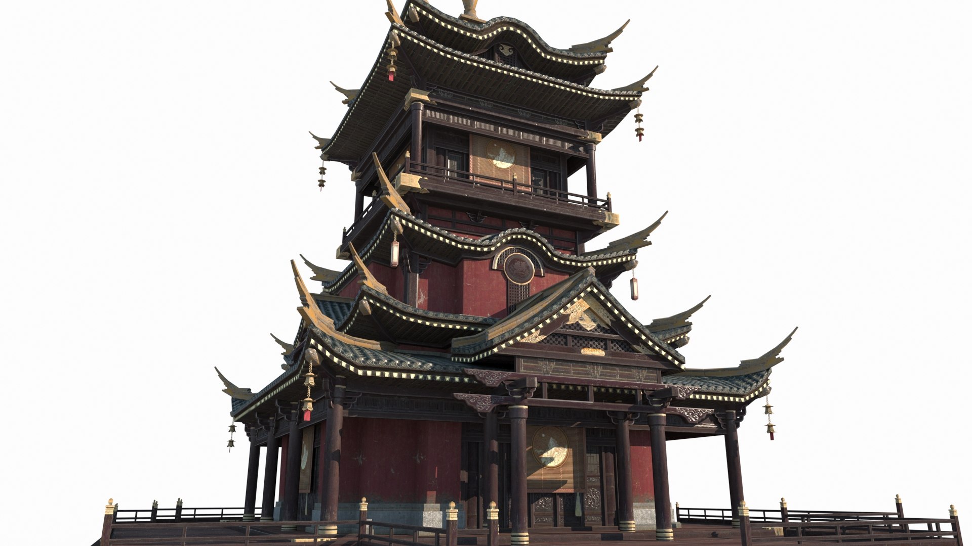 3D Ancient Asian Architecture Tower Palace - TurboSquid 2050860