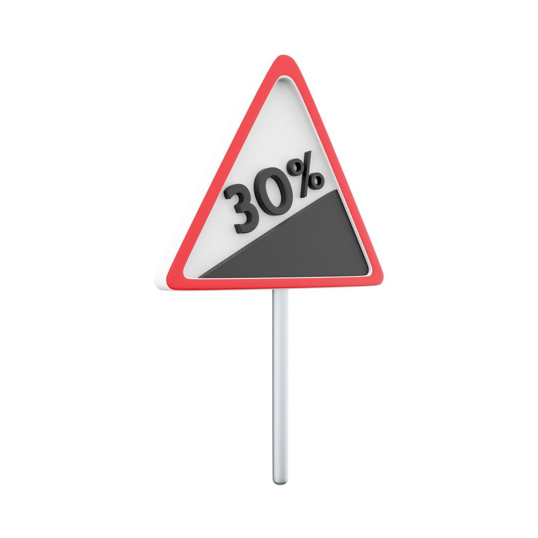 3d Traffic Sign Steep Decline 30 Icon 3D Model - TurboSquid 2018202