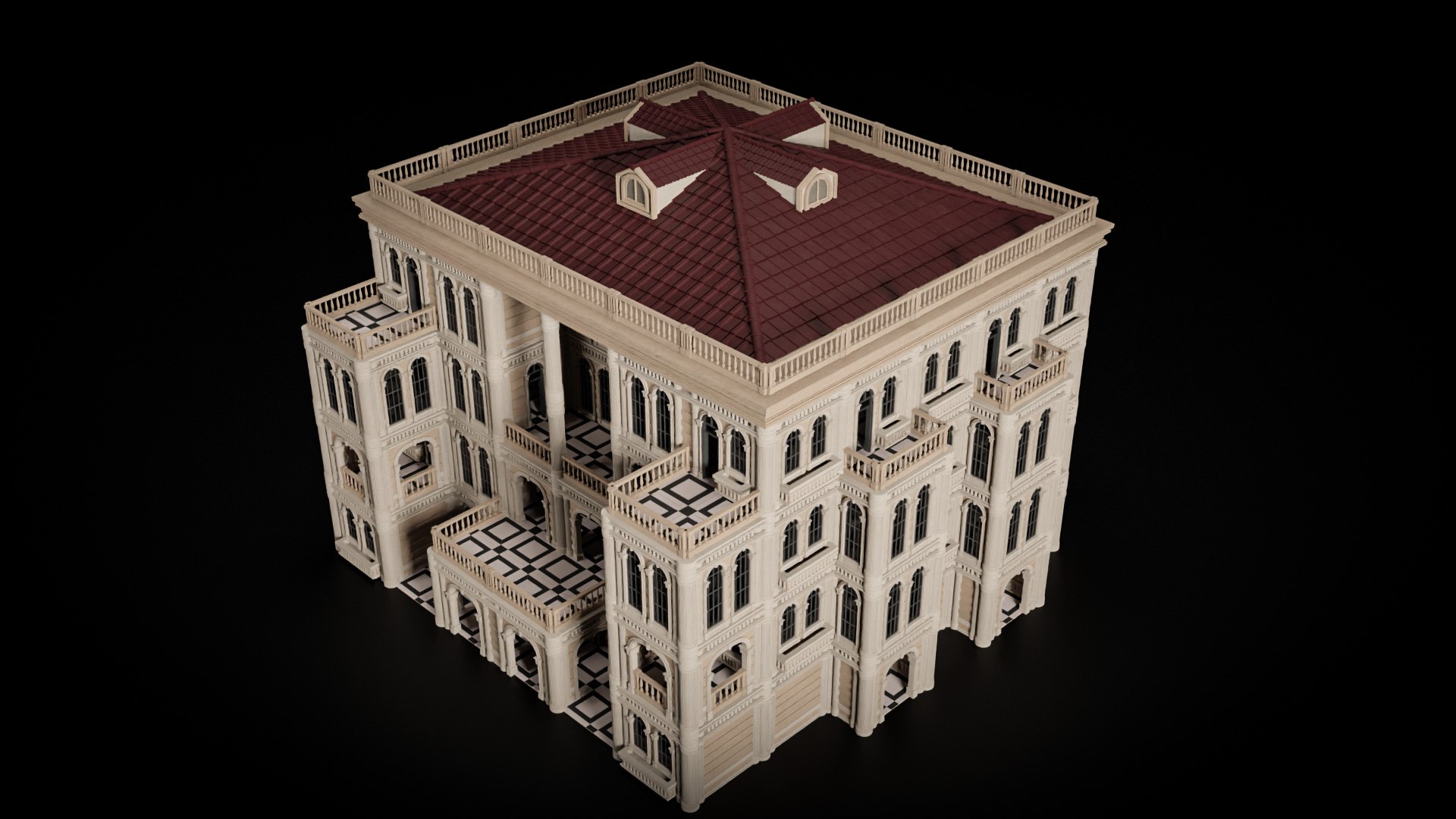 CLASSIC EUROPEAN KITBASH 06 MODULAR BUILDING WITH INTERIOR 3D ...