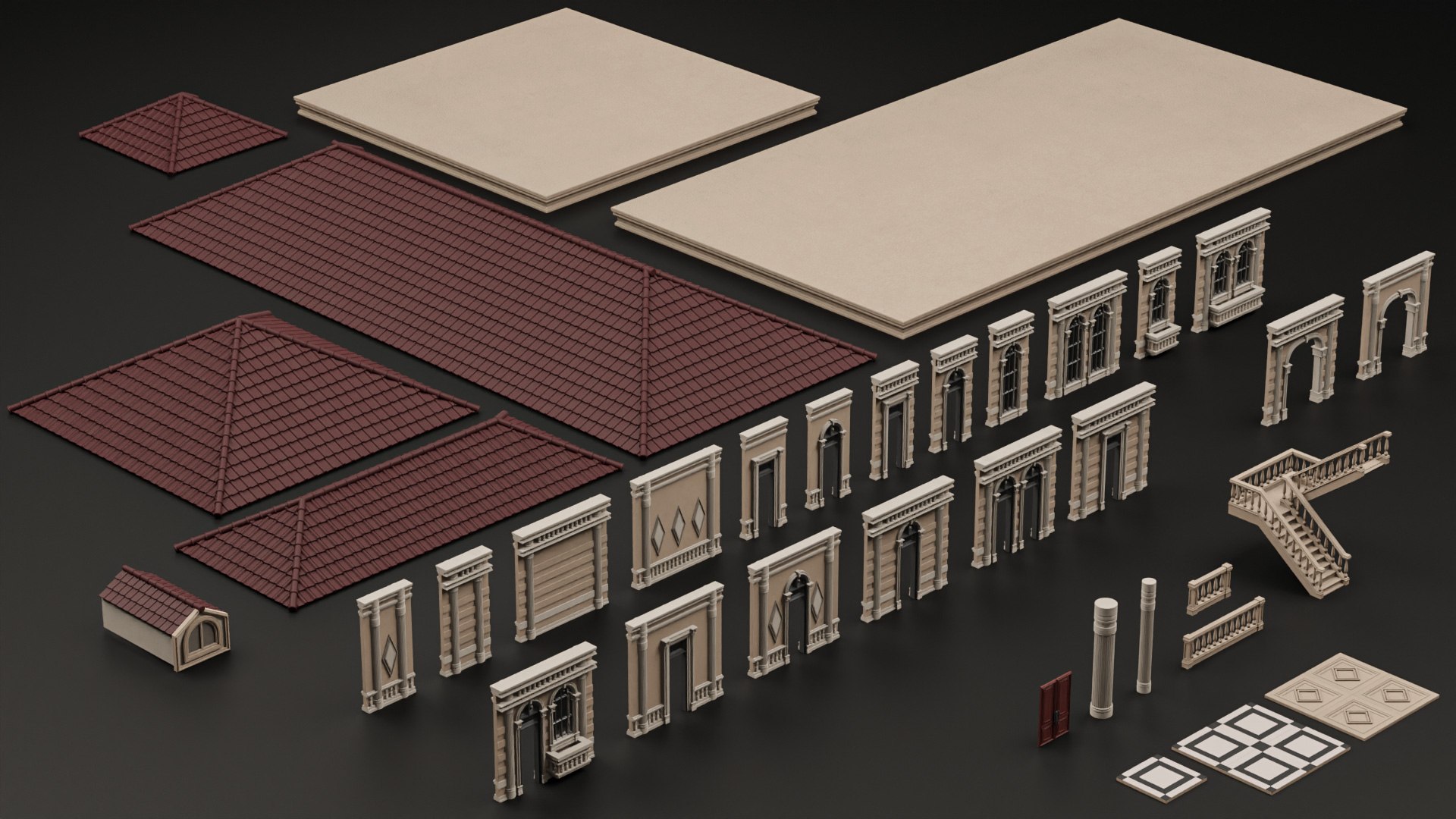 CLASSIC EUROPEAN KITBASH 06 MODULAR BUILDING WITH INTERIOR 3D ...