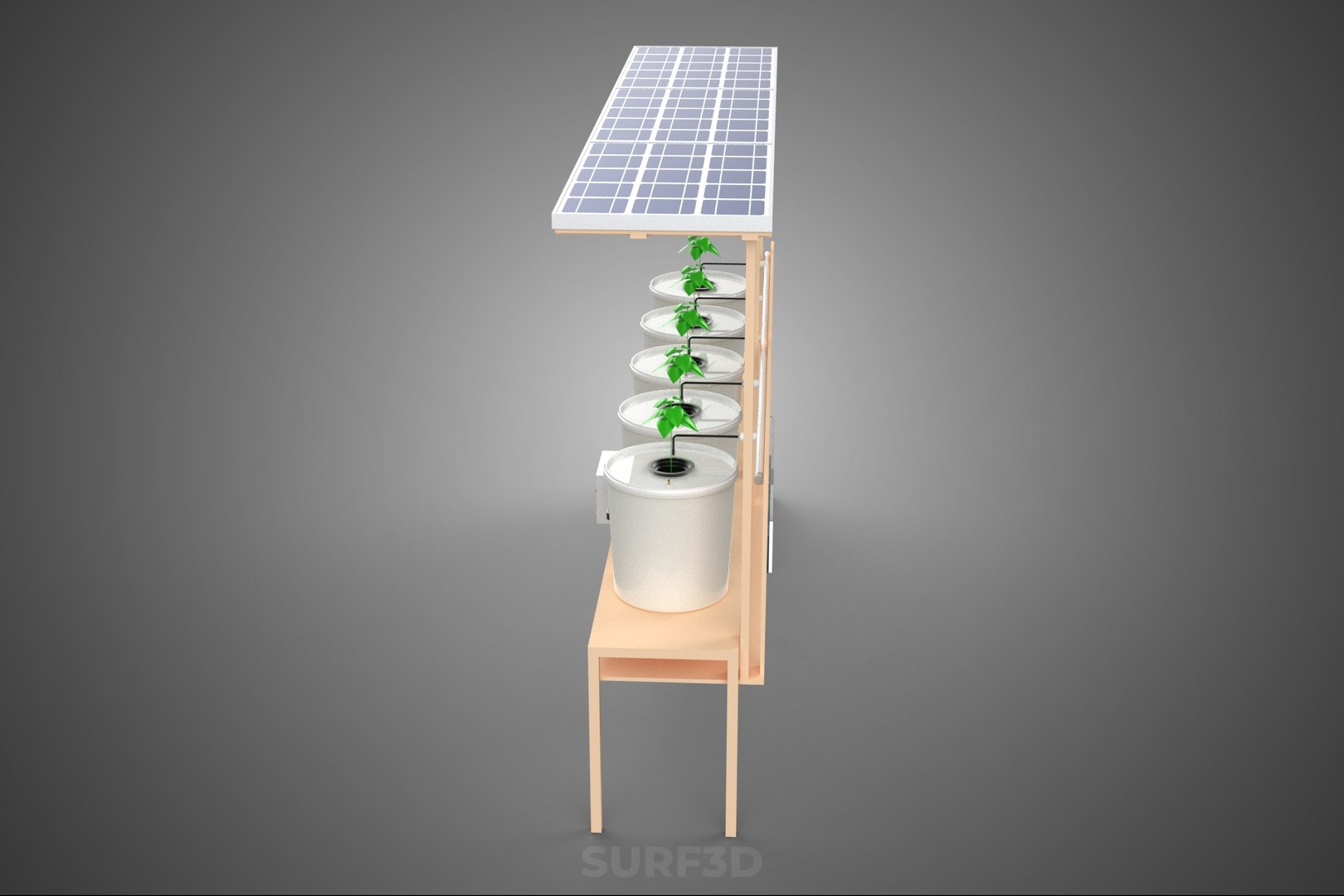 IOT SOLAR PANEL HYDROPONIC AEROPONIC PLANT DUTCH BUCKET SYSTEM 3D ...
