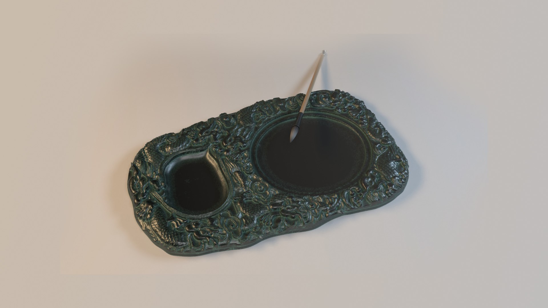 Ink Slab Brush Double Bat Ink Slab 3D Model - TurboSquid 1896060