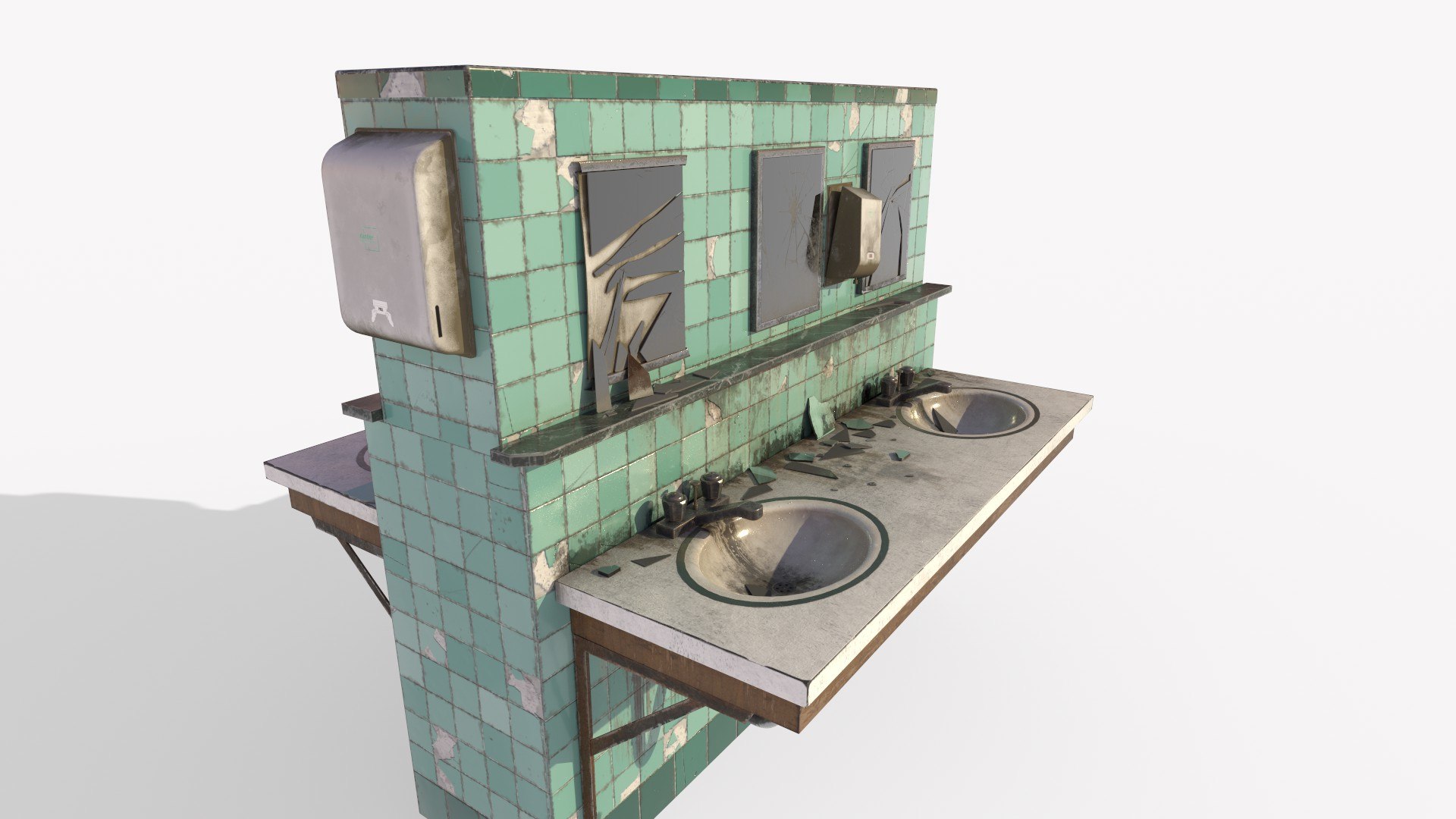3D Abandoned Double Sided Sink Model - TurboSquid 2023528