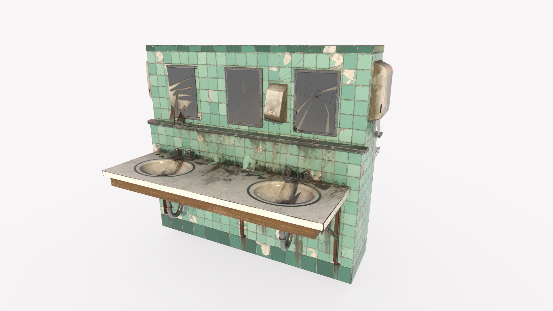 3D Abandoned Double Sided Sink Model - TurboSquid 2023528