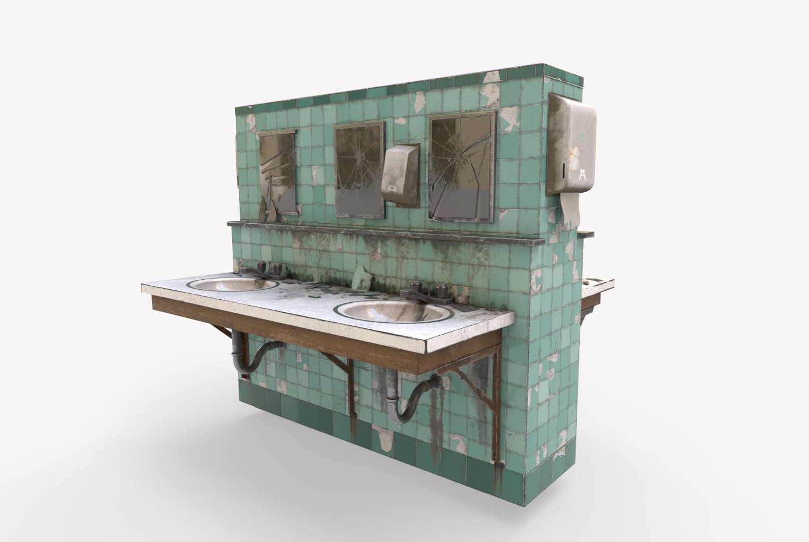 3D Abandoned Double Sided Sink Model - TurboSquid 2023528