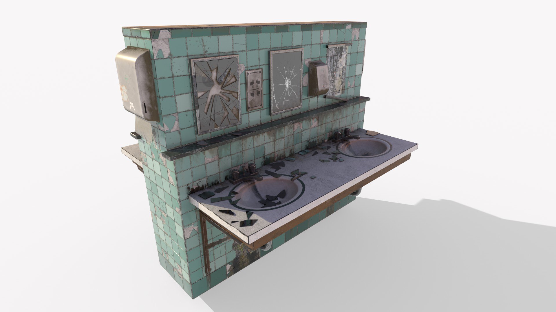 3D Abandoned Double Sided Sink Model - TurboSquid 2023528