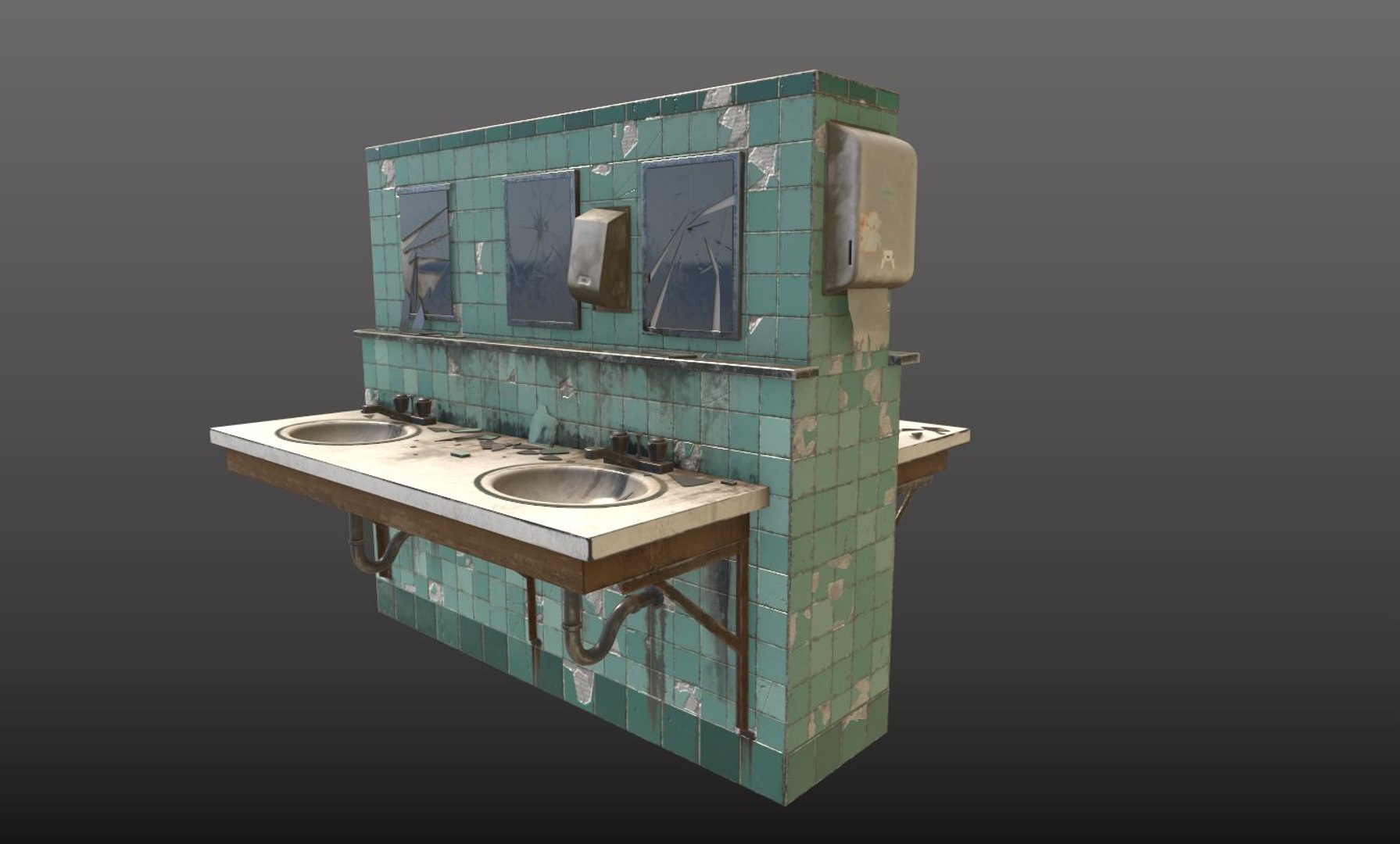 3D Abandoned Double Sided Sink Model - TurboSquid 2023528