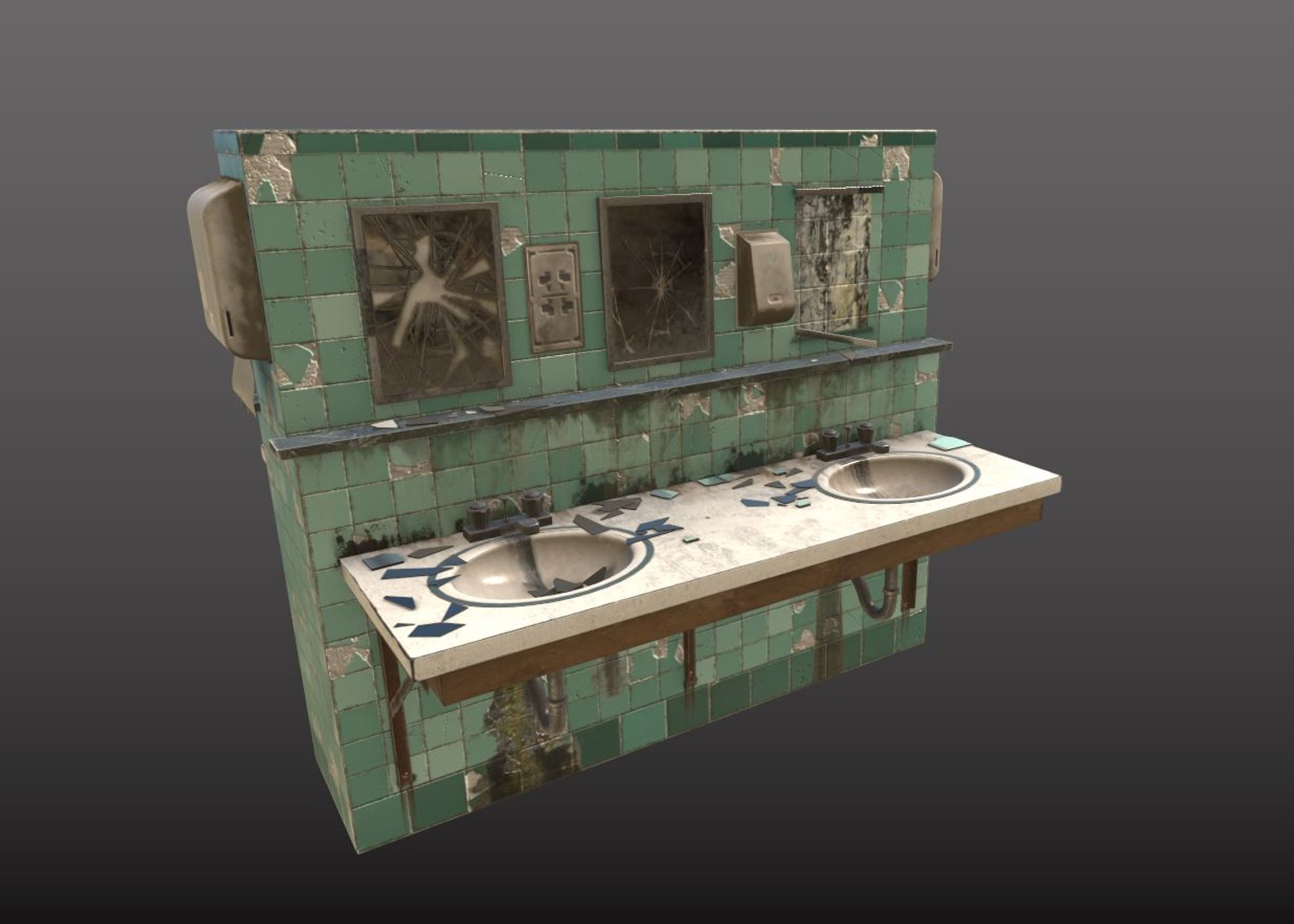 3D Abandoned Double Sided Sink Model - TurboSquid 2023528