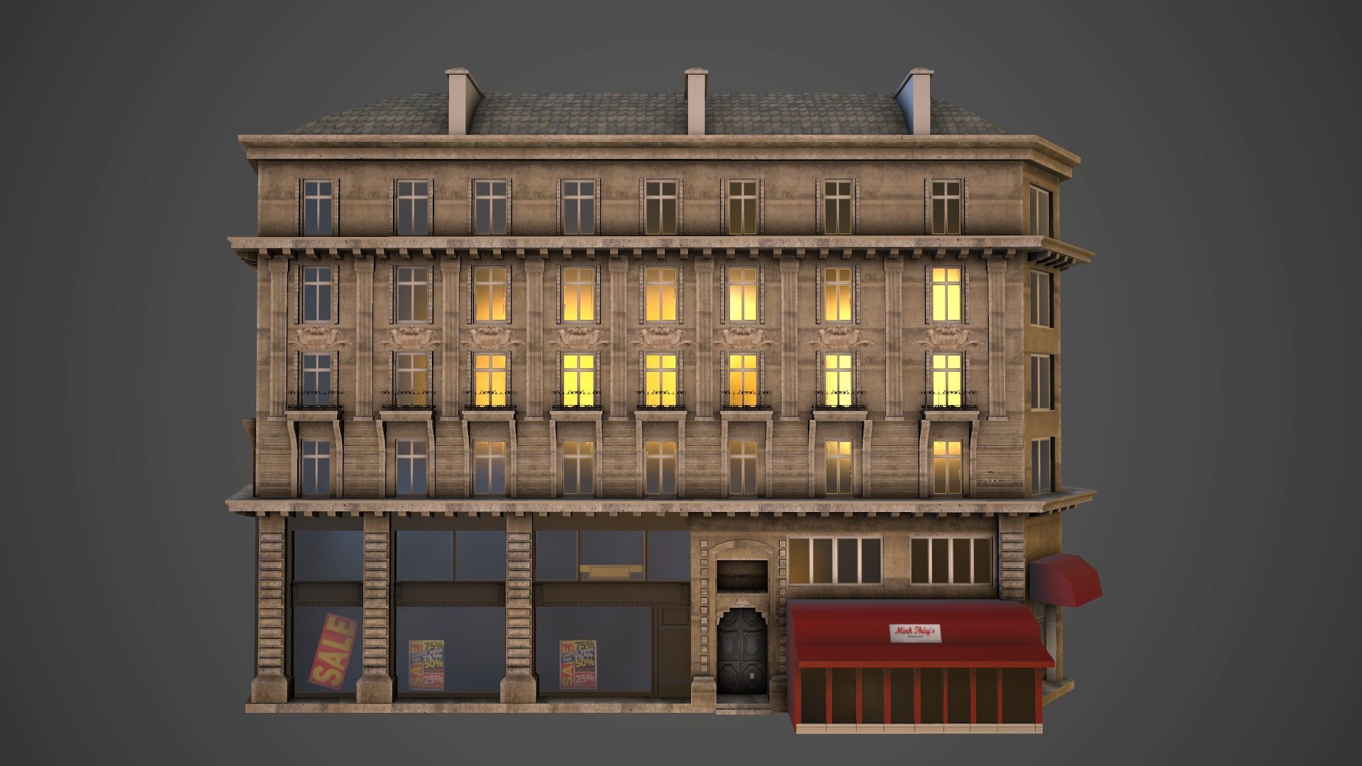 3d Model Of Parisian Building