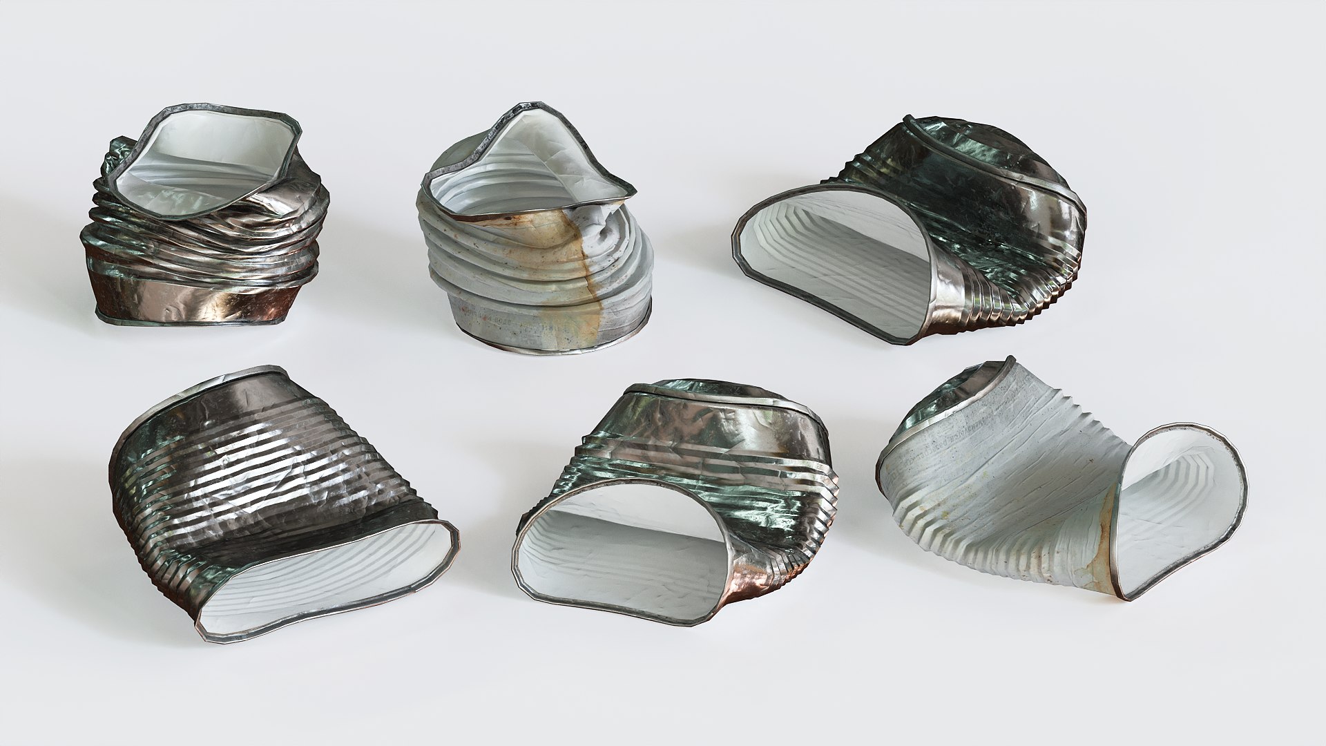 Crumbled Metal Cans Set 56 Pcs 3D - TurboSquid 2093676