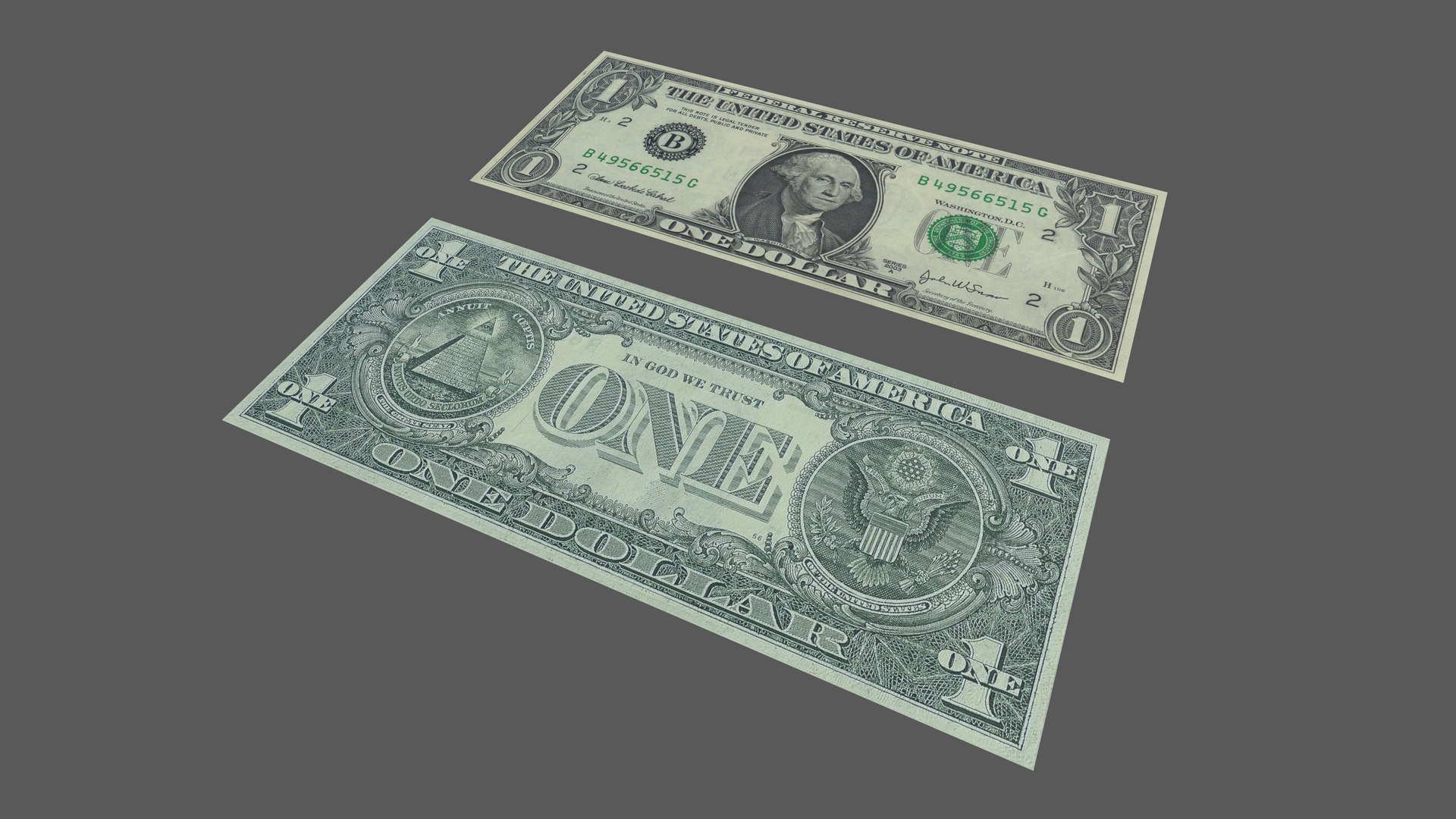 Money One Dollar With Pbr 4K 8K Model - TurboSquid 1733258