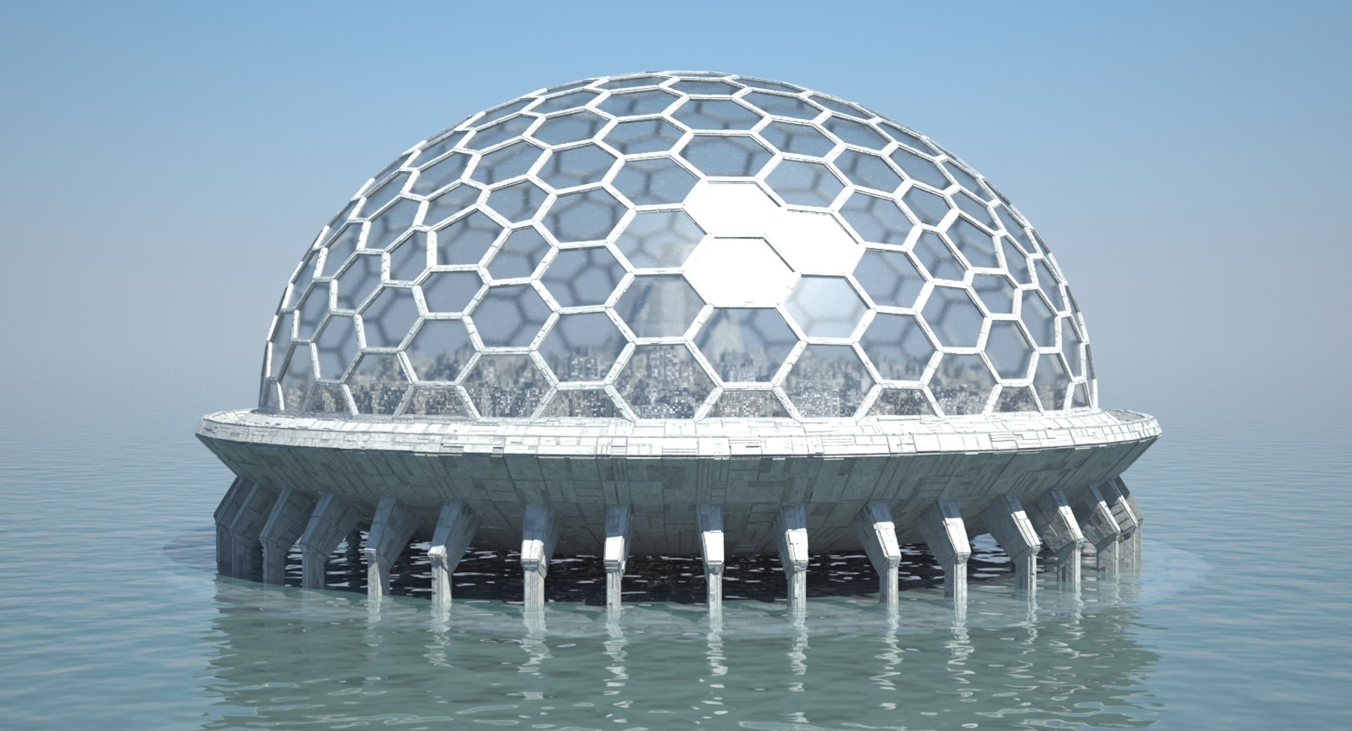 Ocean Dome City 3D Model - TurboSquid 1189855