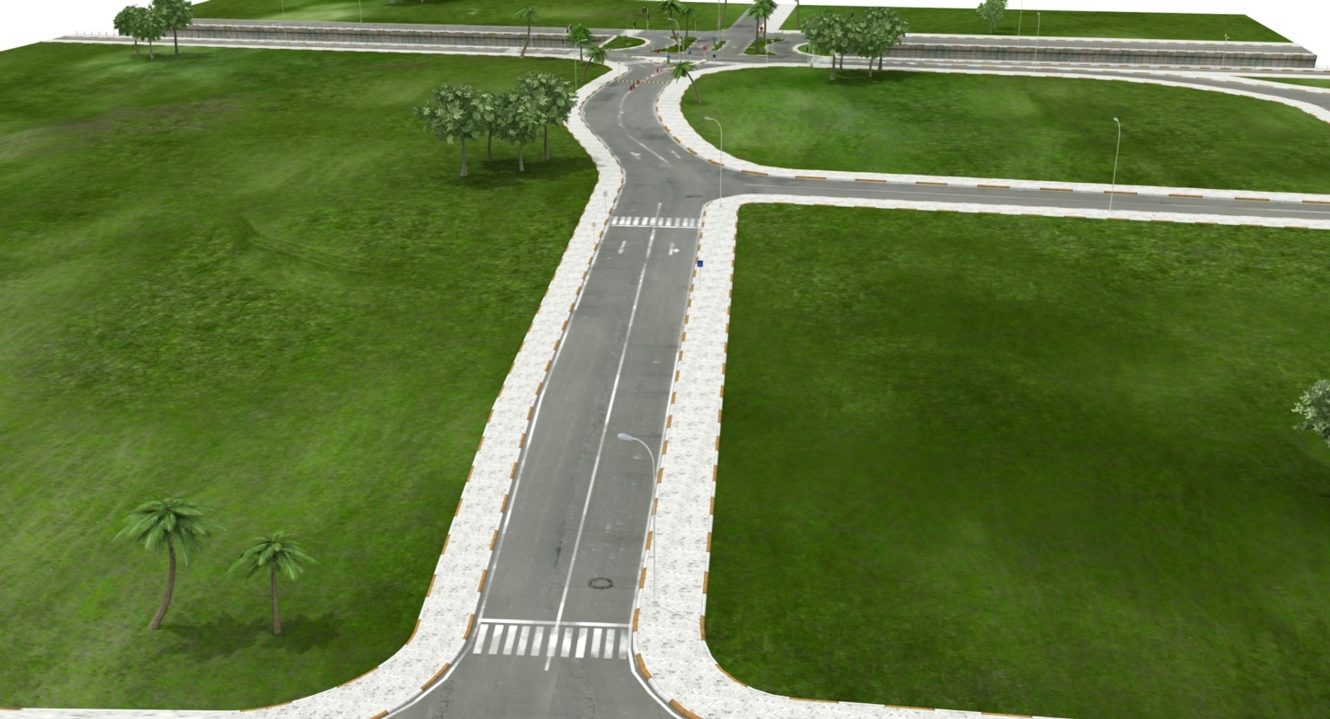 Intersection road object model - TurboSquid 1304206