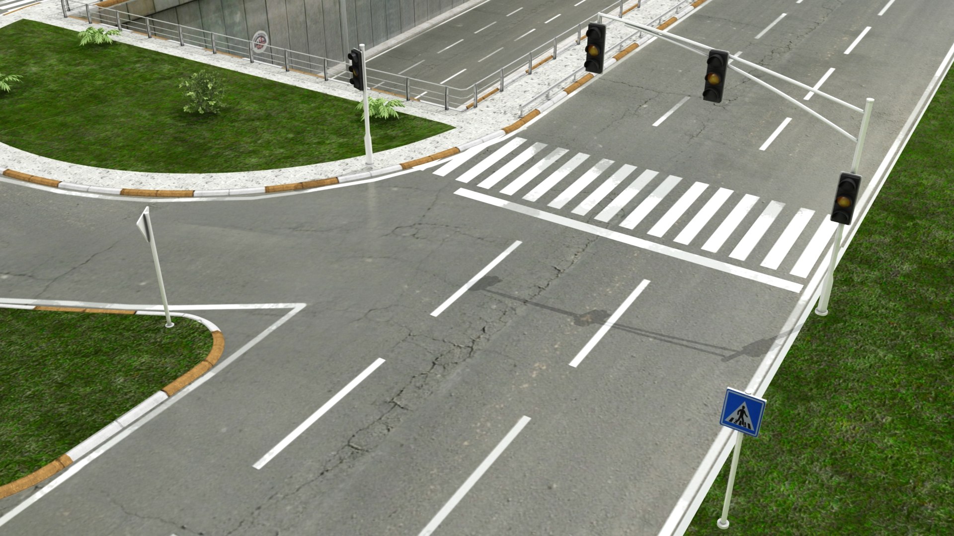 Intersection Road Object Model - TurboSquid 1304206
