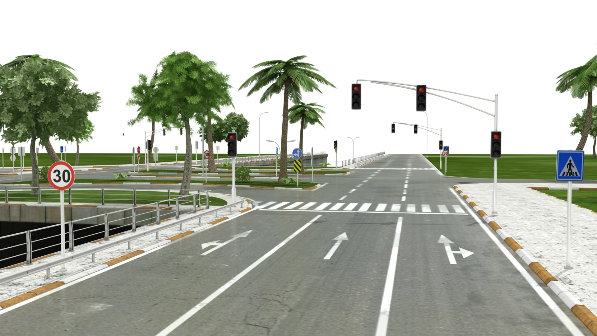 Intersection Road Object Model - TurboSquid 1304206