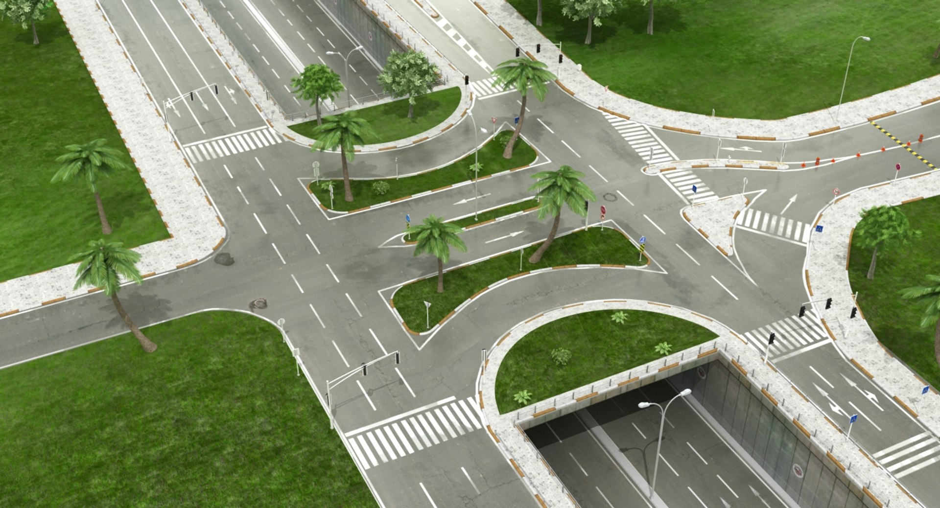 Intersection Road Object Model - TurboSquid 1304206
