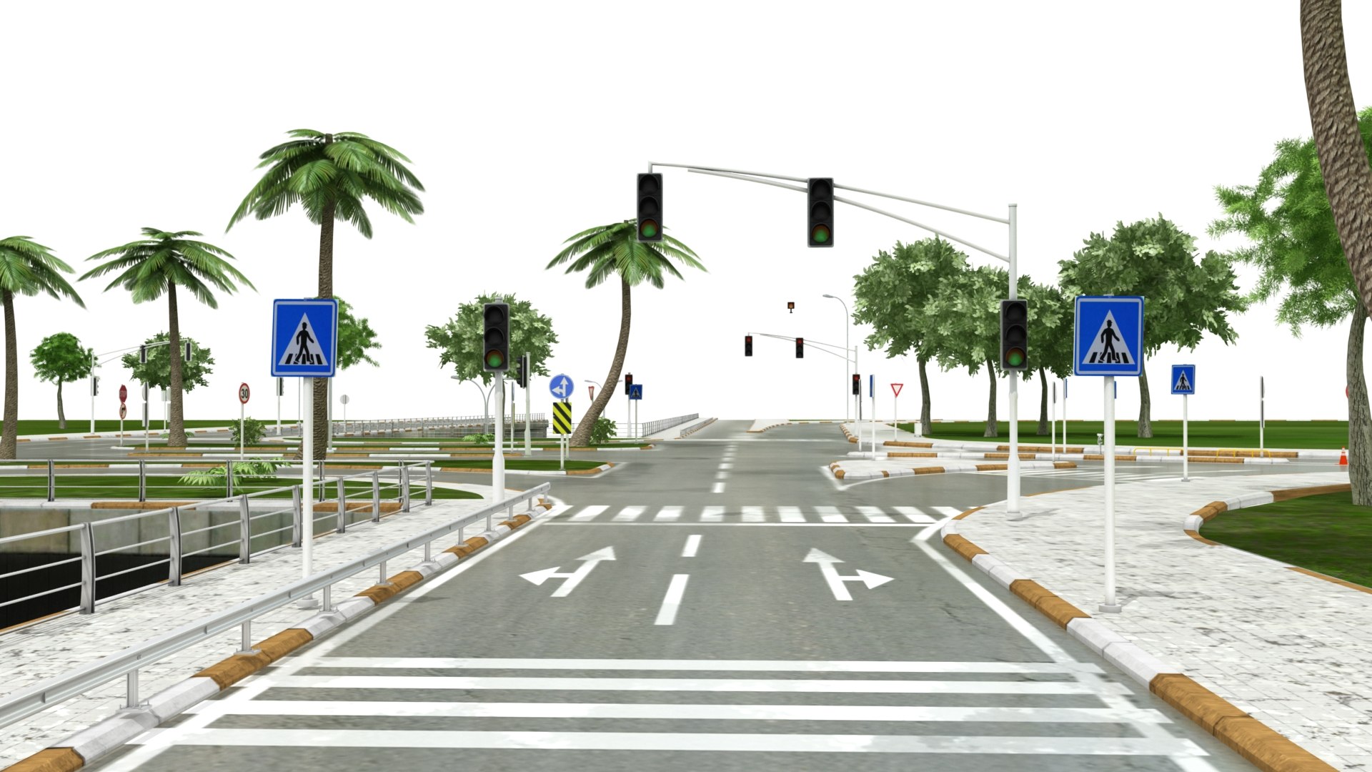 Intersection Road Object Model - TurboSquid 1304206