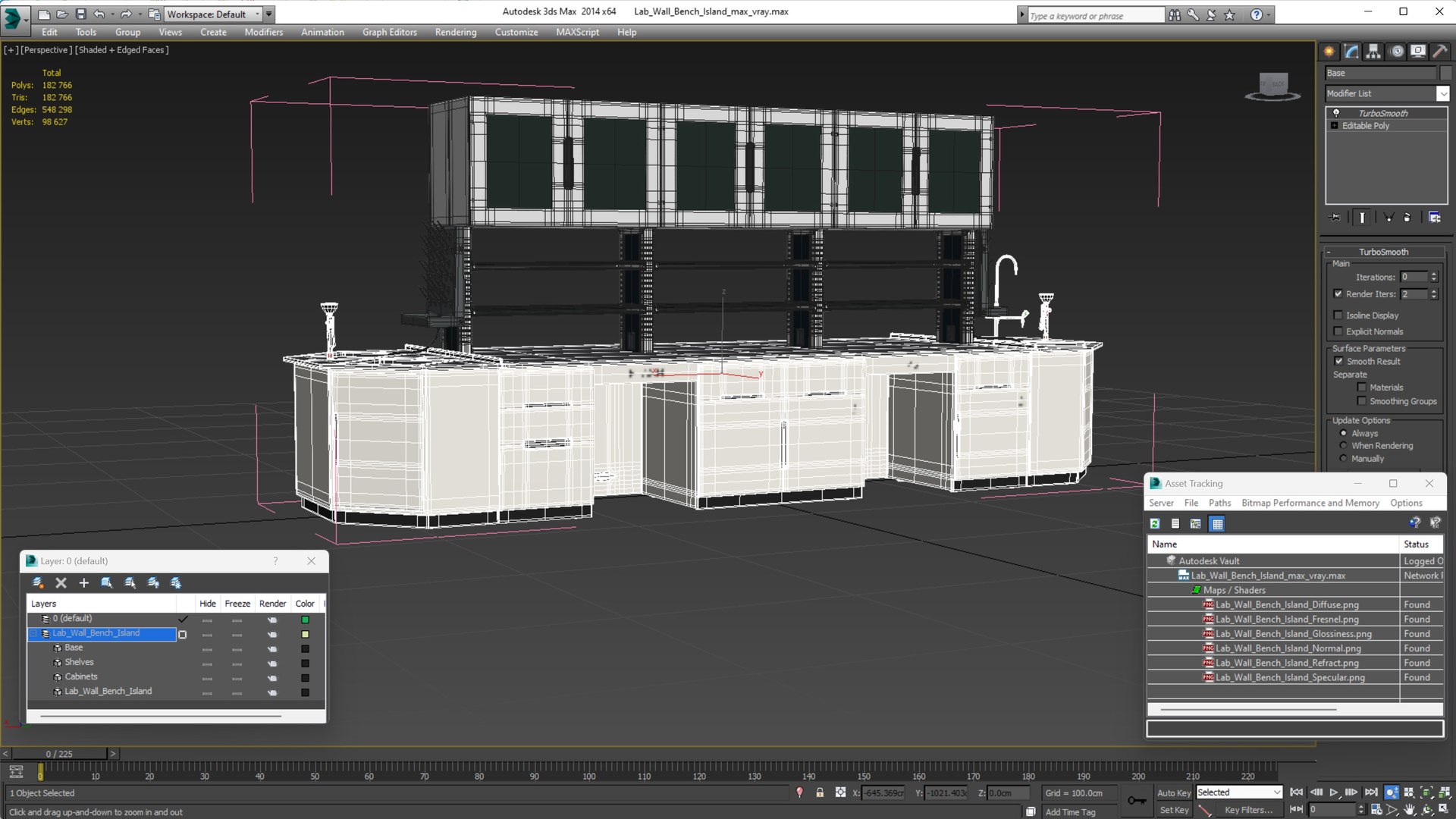 Lab Wall Bench Island 3D model - TurboSquid 2078098