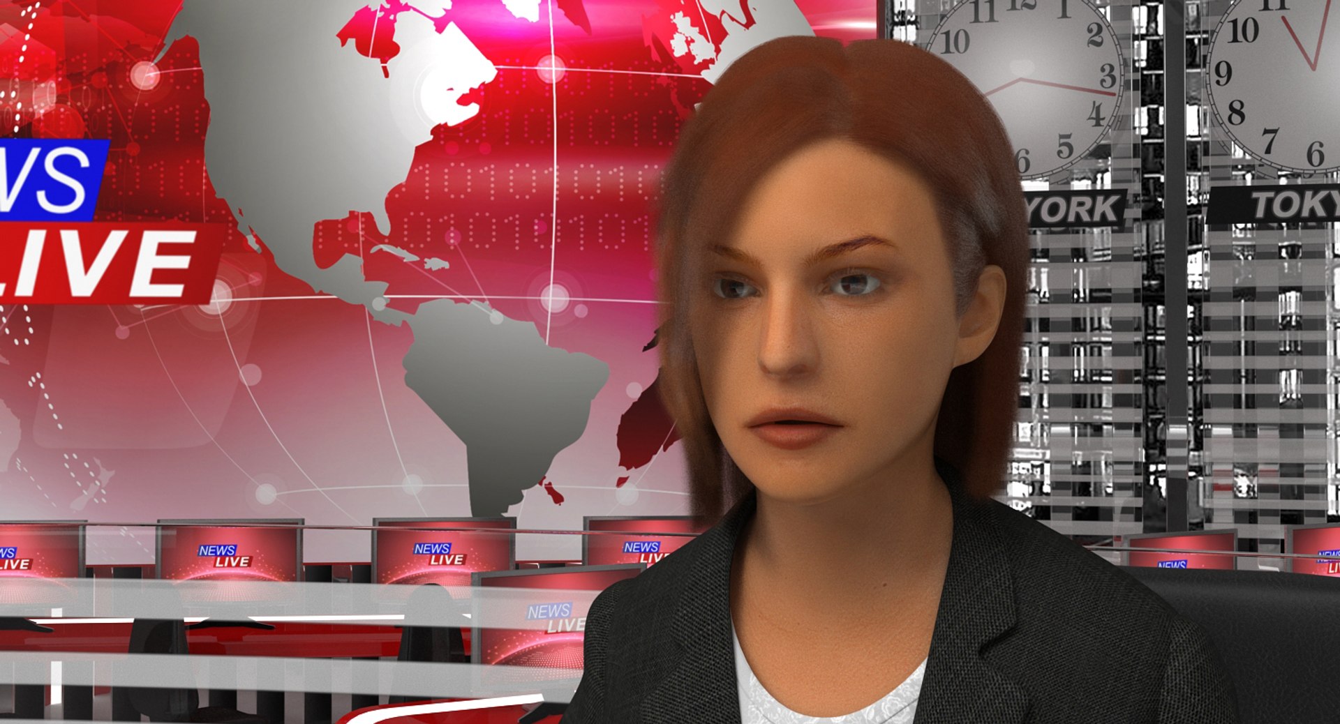 3D model big news tv studio - TurboSquid 1286820