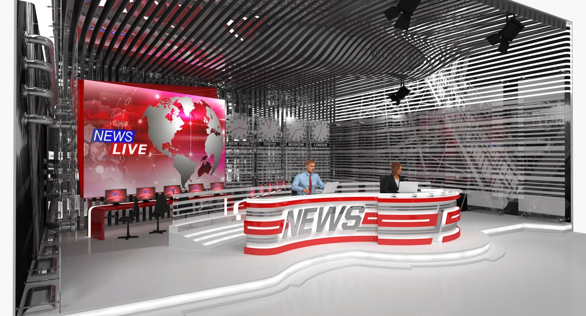 3D model big news tv studio - TurboSquid 1286820
