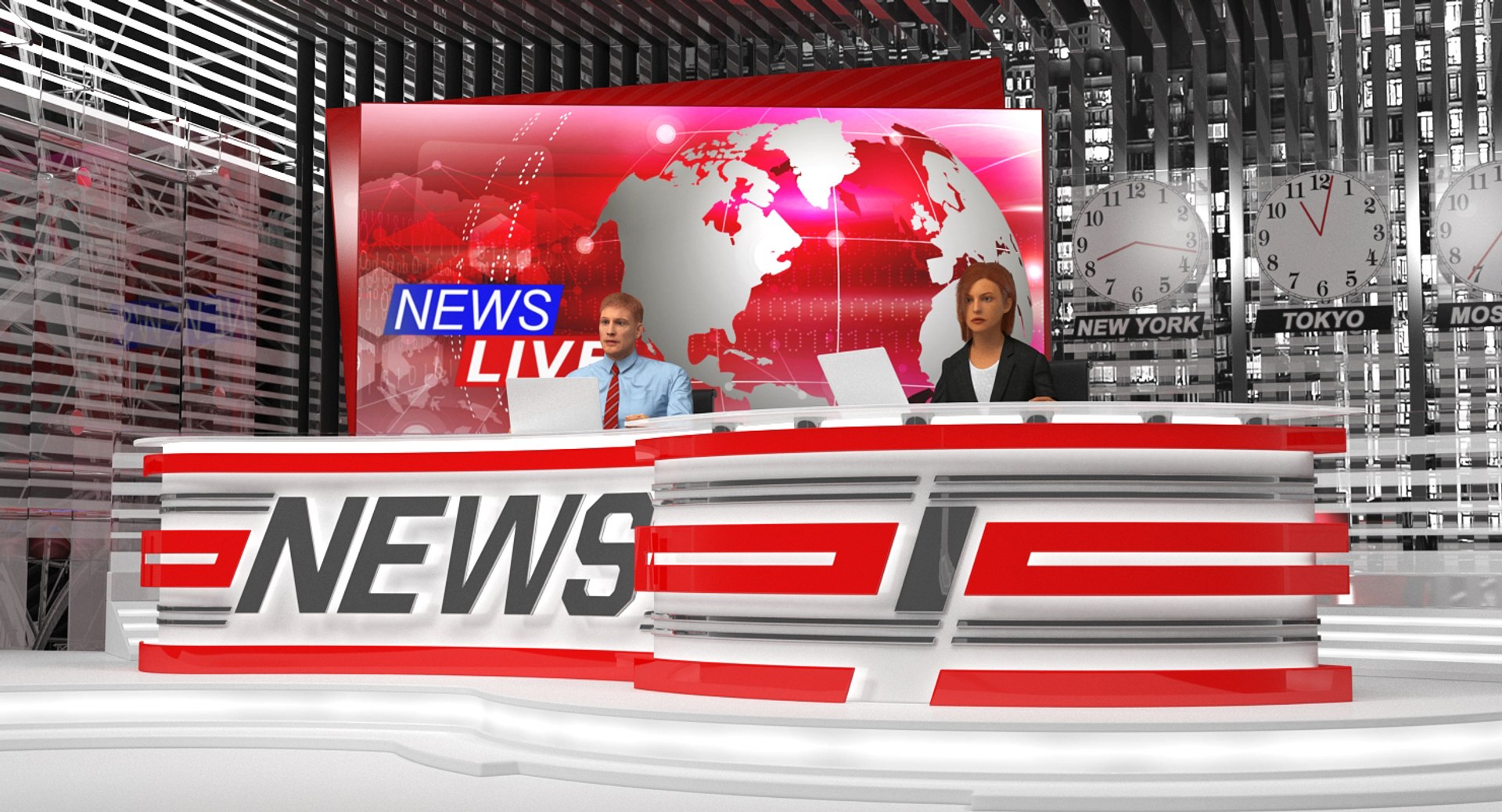 3D model big news tv studio - TurboSquid 1286820