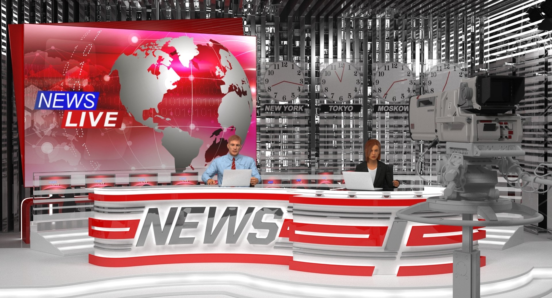 3D model big news tv studio - TurboSquid 1286820