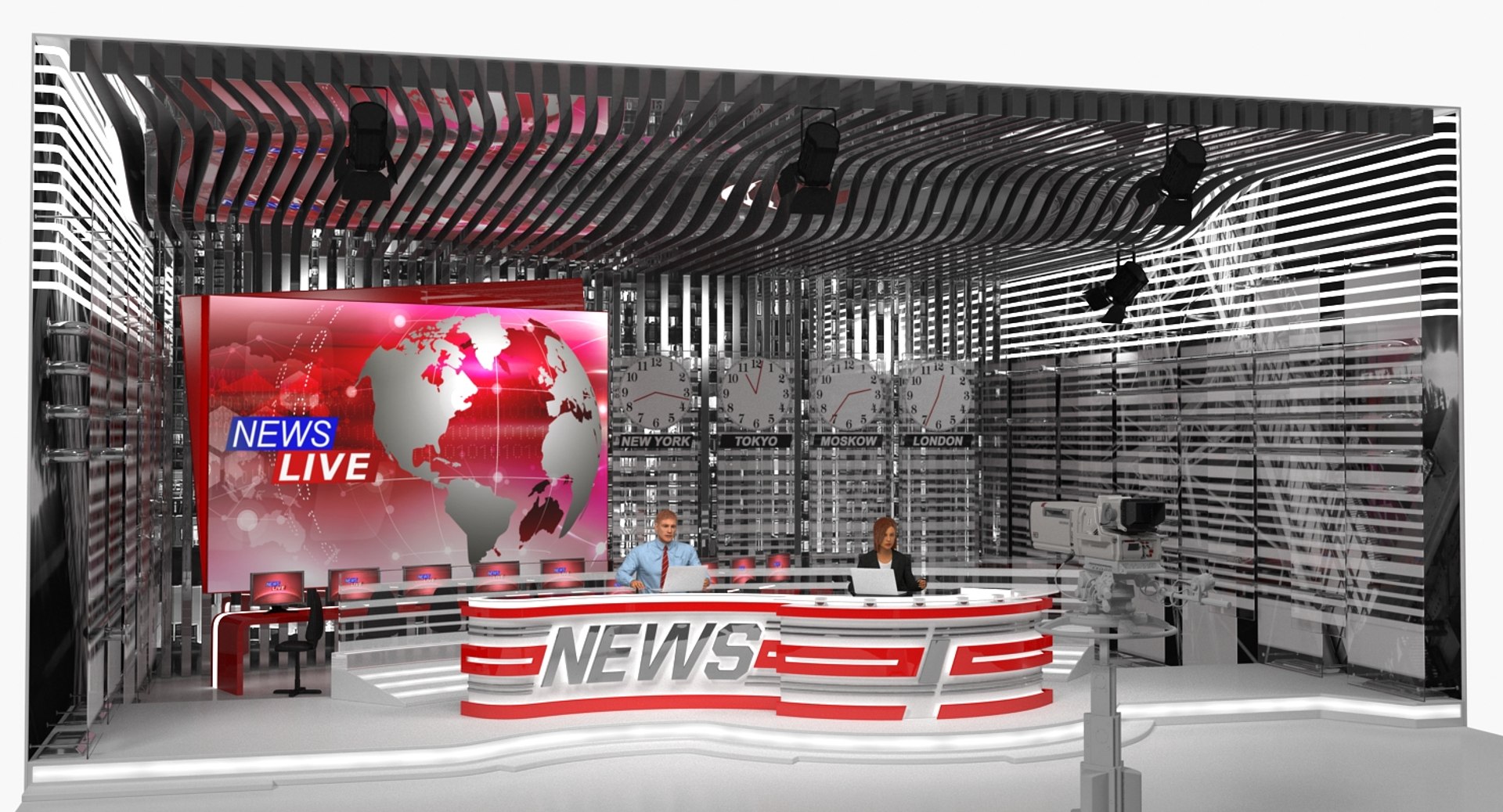 3D model big news tv studio - TurboSquid 1286820
