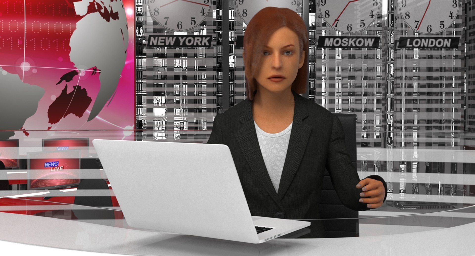 3D model big news tv studio - TurboSquid 1286820