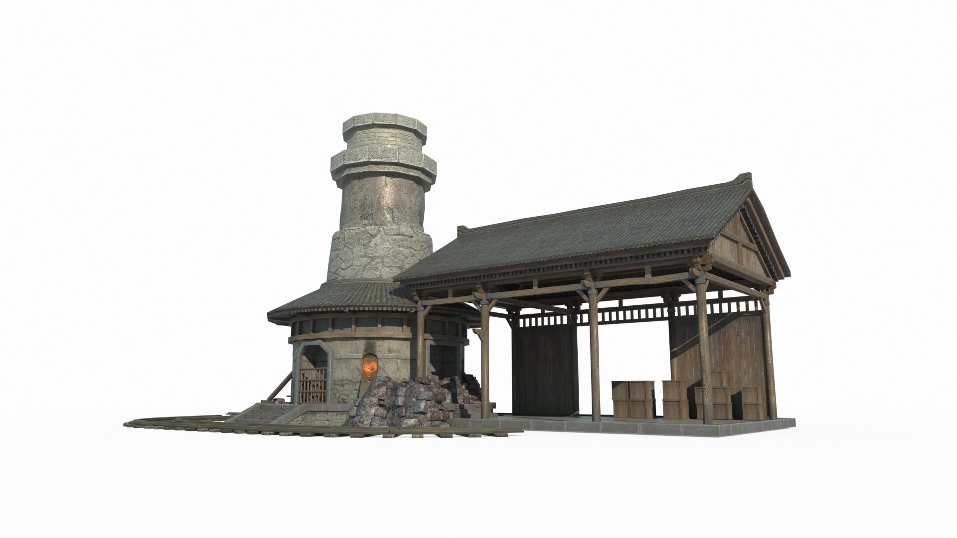 modelo 3d Ancient Asian architecture blacksmith shop - TurboSquid 2099421