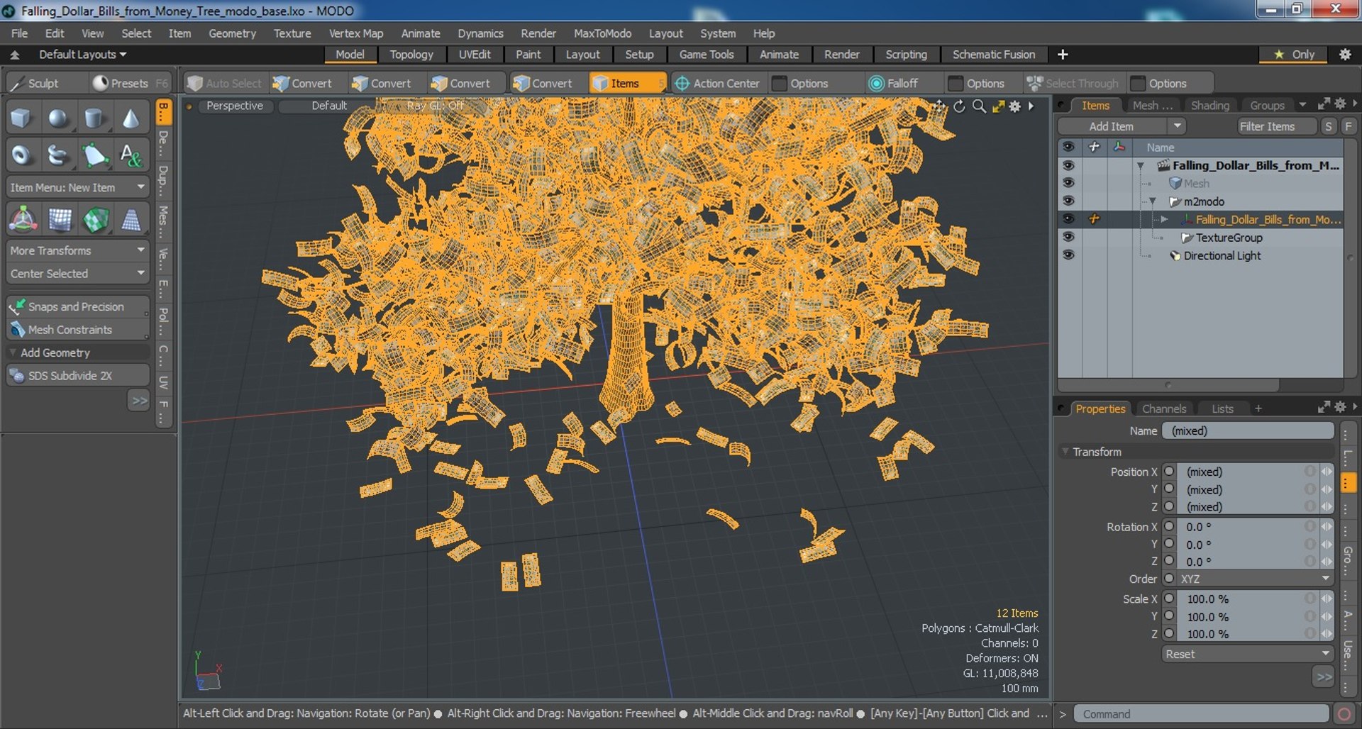 3D model falling dollar bills money - TurboSquid 1545772
